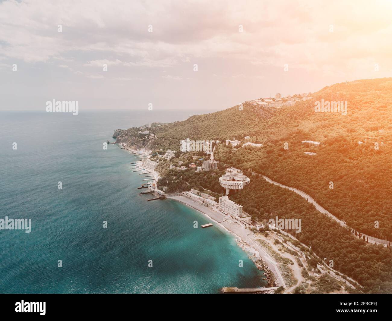 Christian church in the mountains above the sea. Temple of the Holy ...