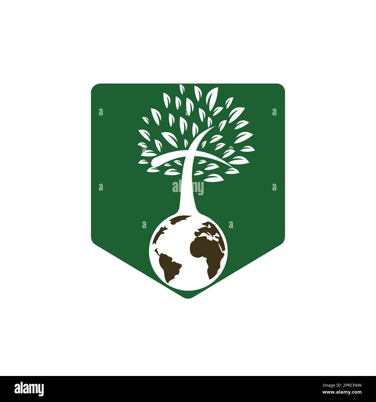 Global church vector logo design template. Globe with cross tree vector ...