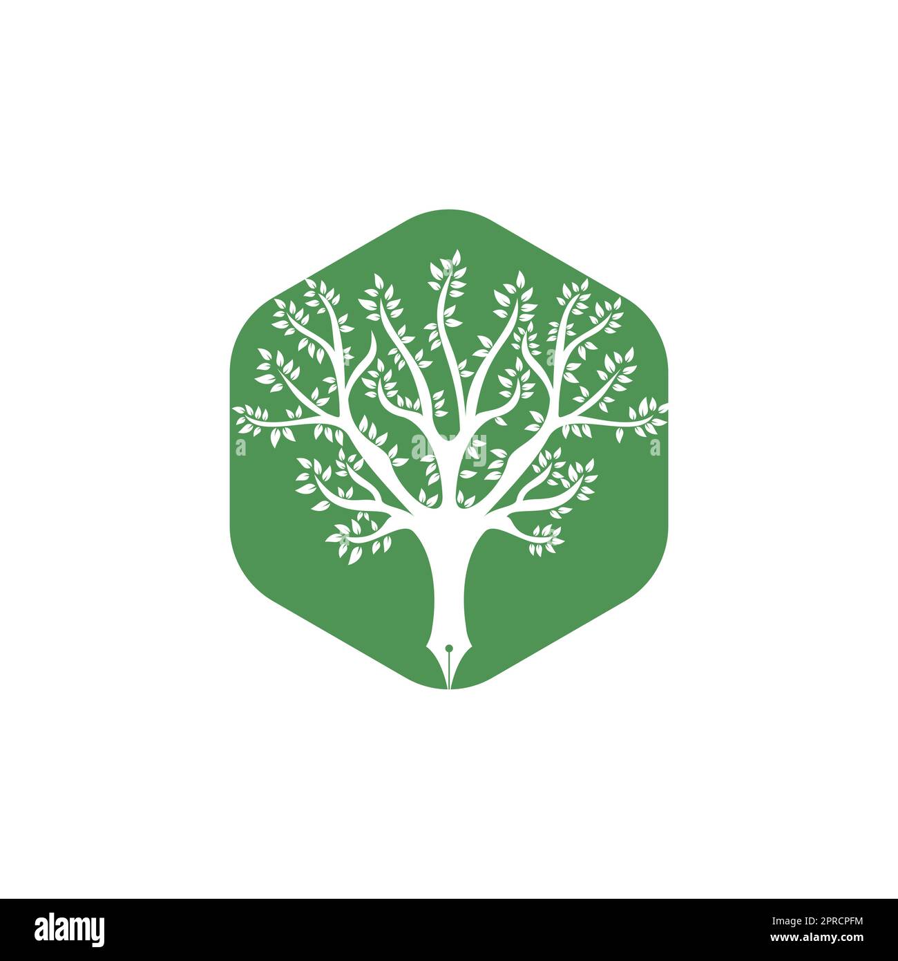Tree pen vector logo design template. Writer and nature logo concept ...