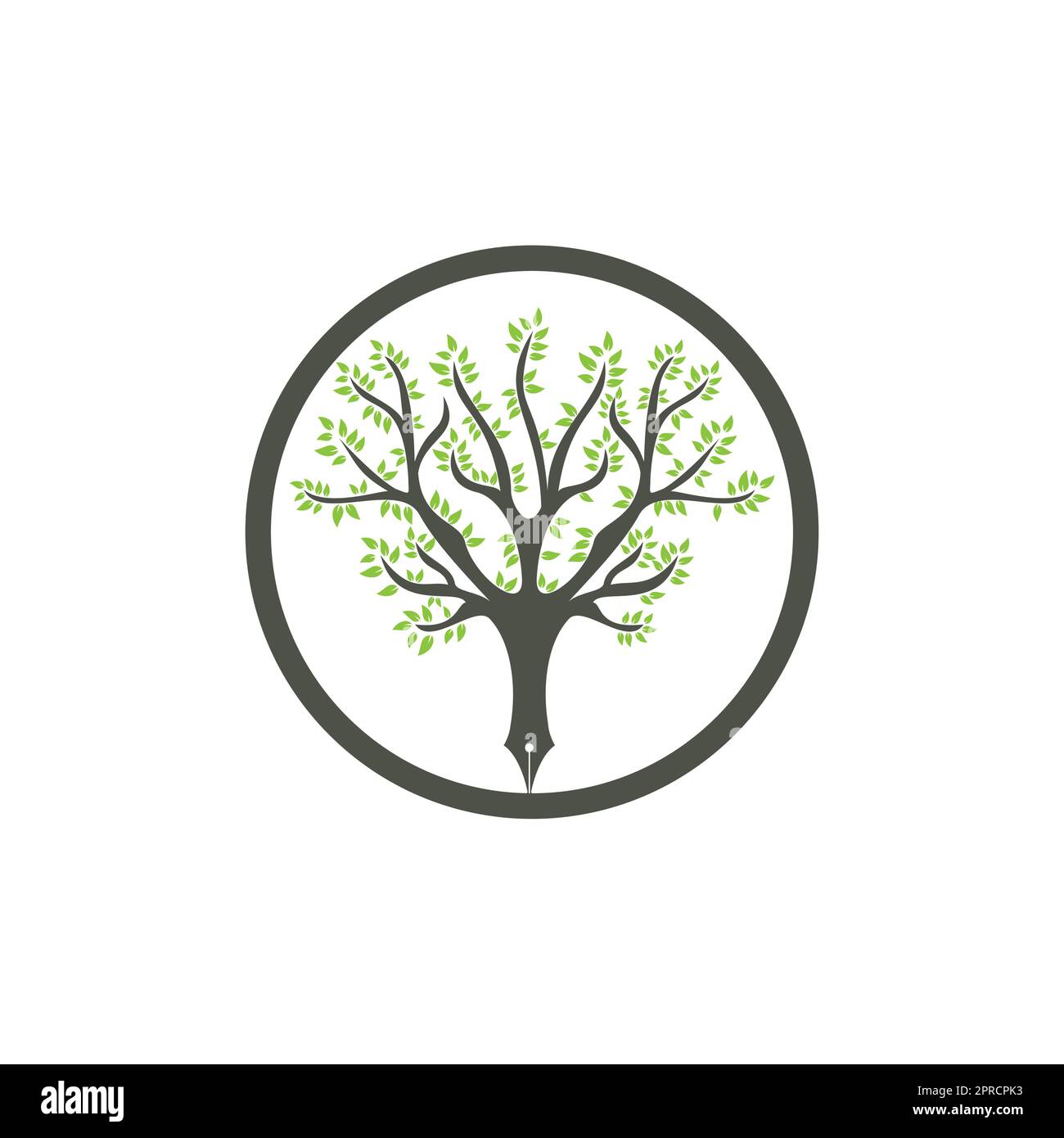 Tree pen vector logo design template. Writer and nature logo concept ...