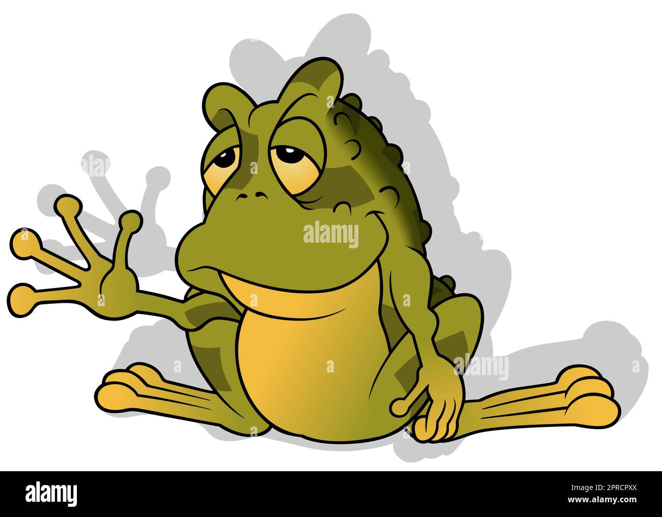 Sleepy Green Frog Waving with his Hand Stock Vector Image & Art - Alamy