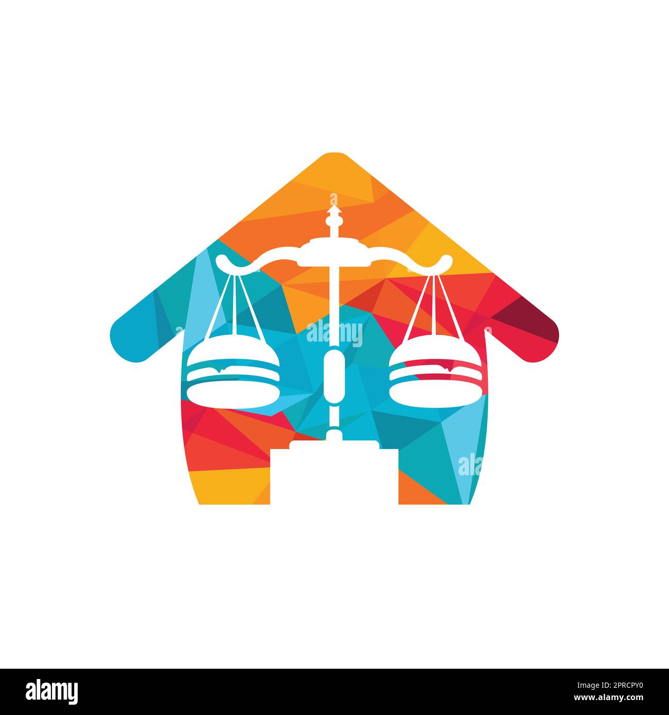 Food law vector logo design template. Law balance and burger icon ...