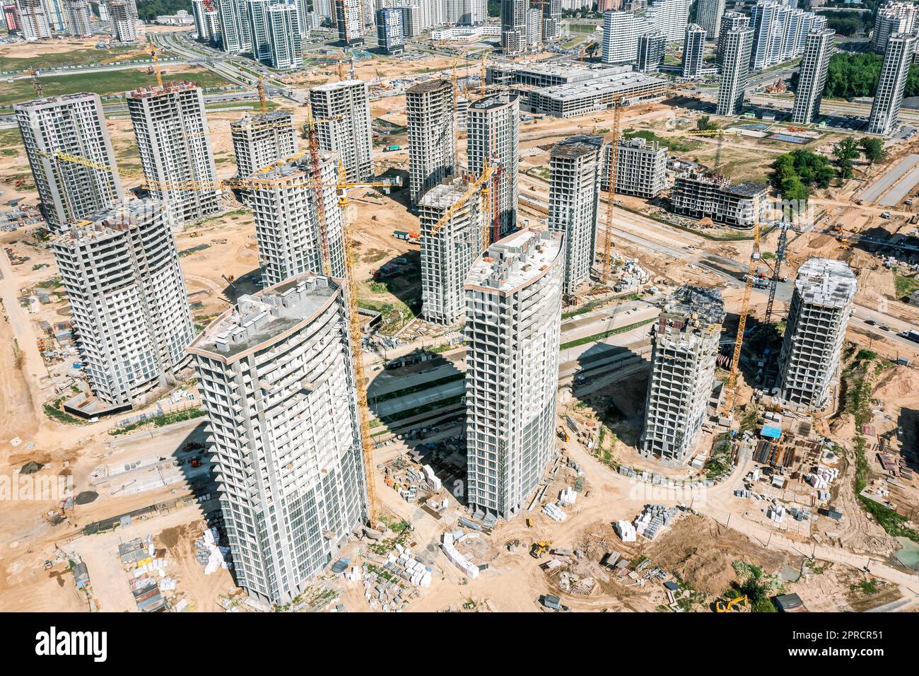 construction of high-rise apartment buildings in a new residential area ...