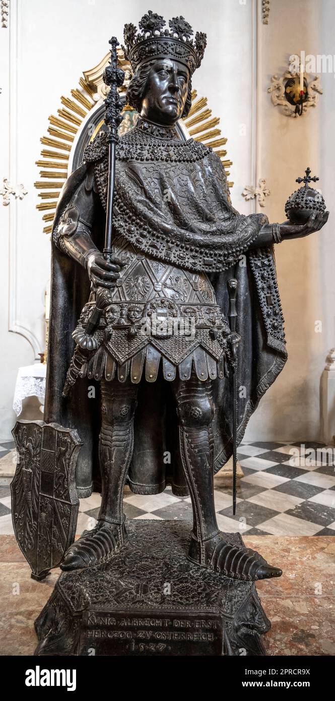 Albert I, the King of the Romans bronze statue at the Hofkirche museum ...