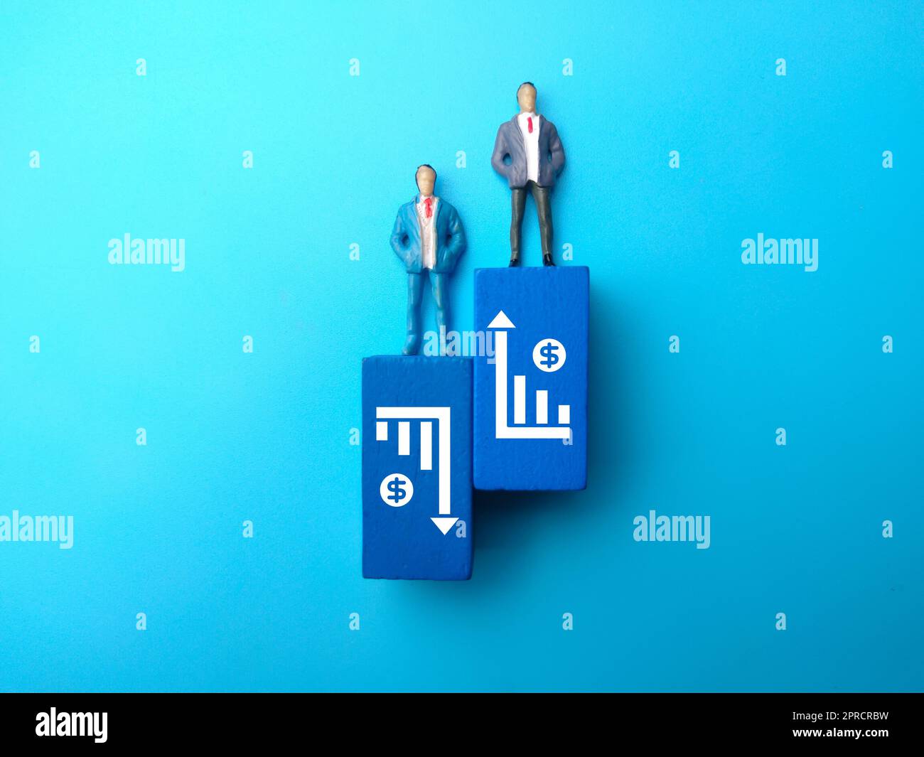 Miniature people and wooden block with business graf icon. The concept ...