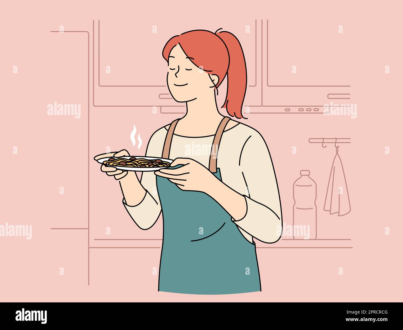 Woman cartoon menu food hi-res stock photography and images - Alamy