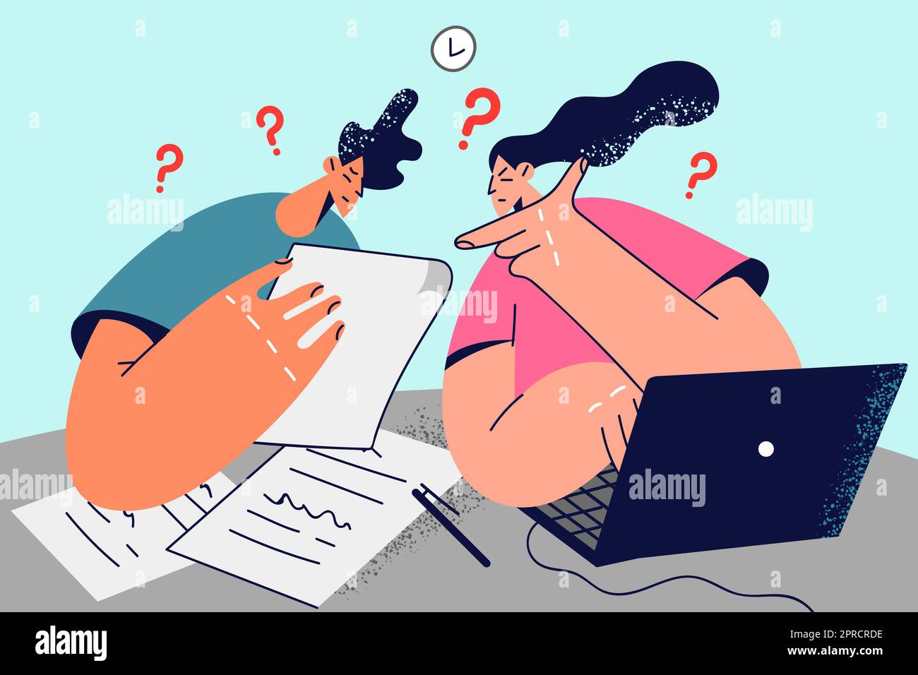 Couple computer paperwork Stock Vector Images - Alamy