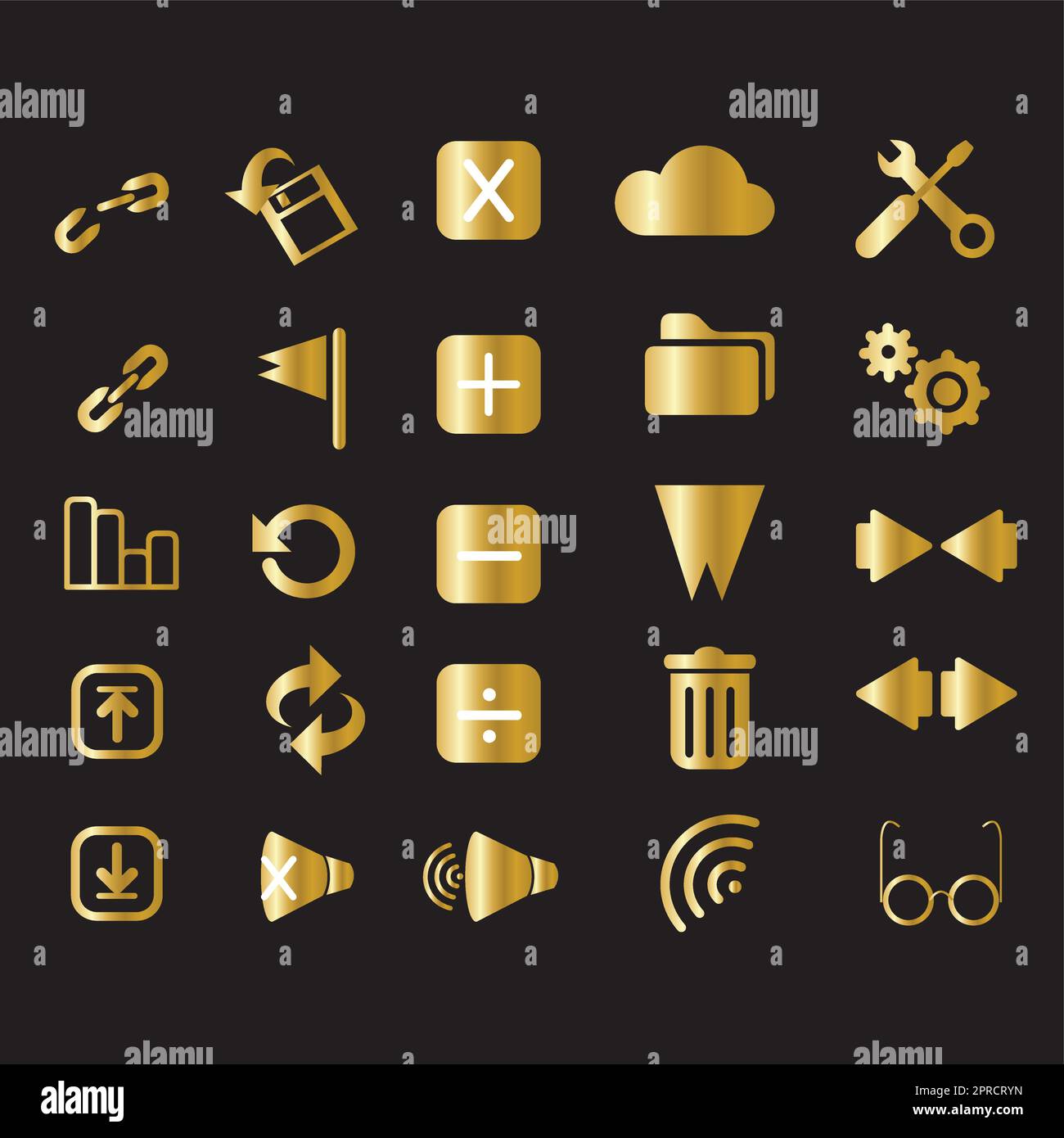 Gold toolbar interface icons Stock Vector Image & Art - Alamy