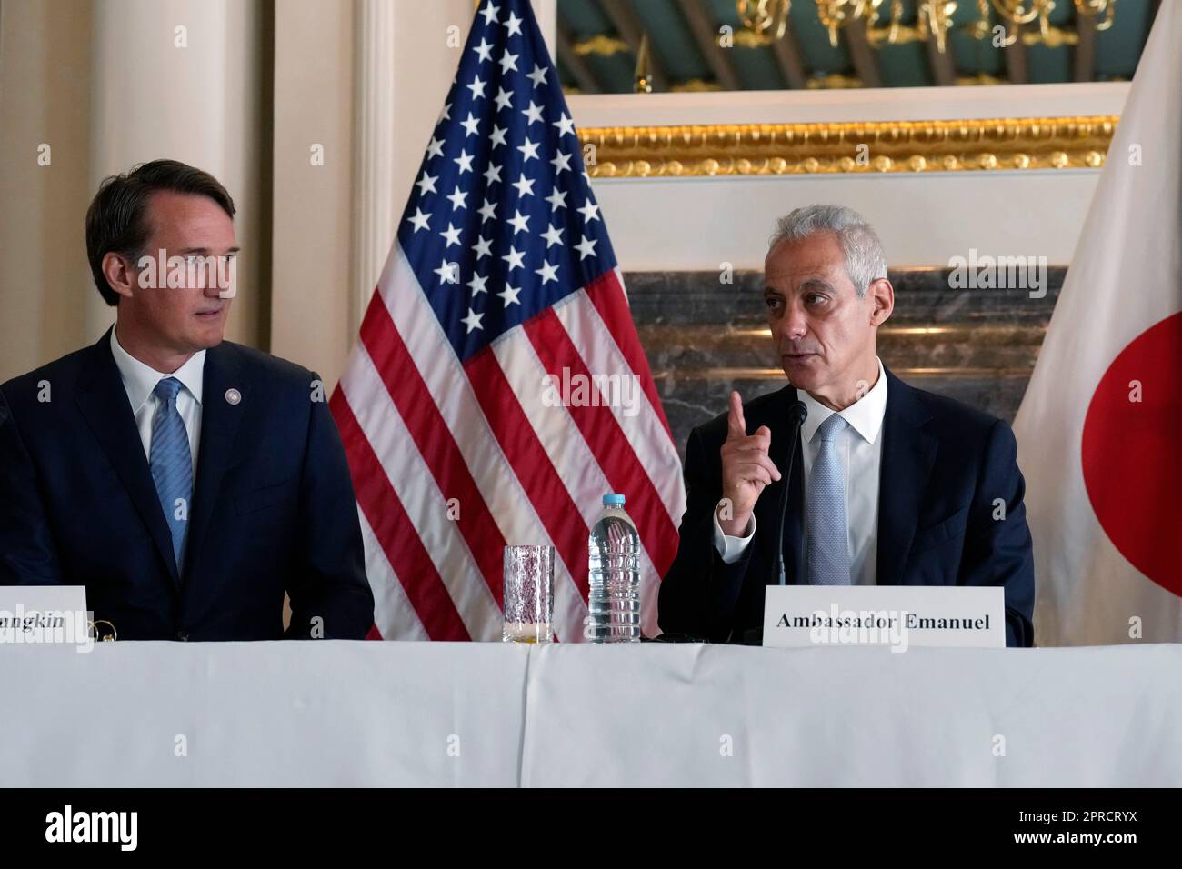 U.S. Ambassador to Japan Rahm Emanuel, right, and visiting Virginia ...