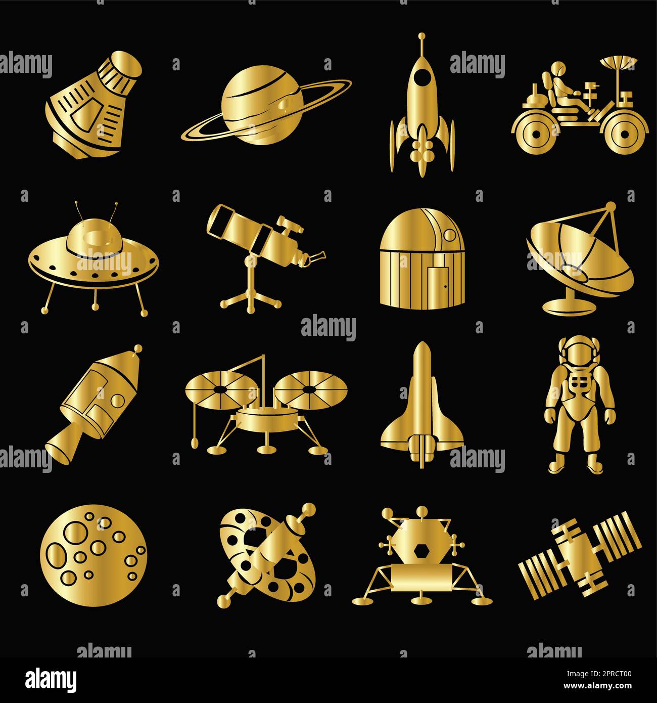 Gold space exploration icons Stock Vector Image & Art - Alamy