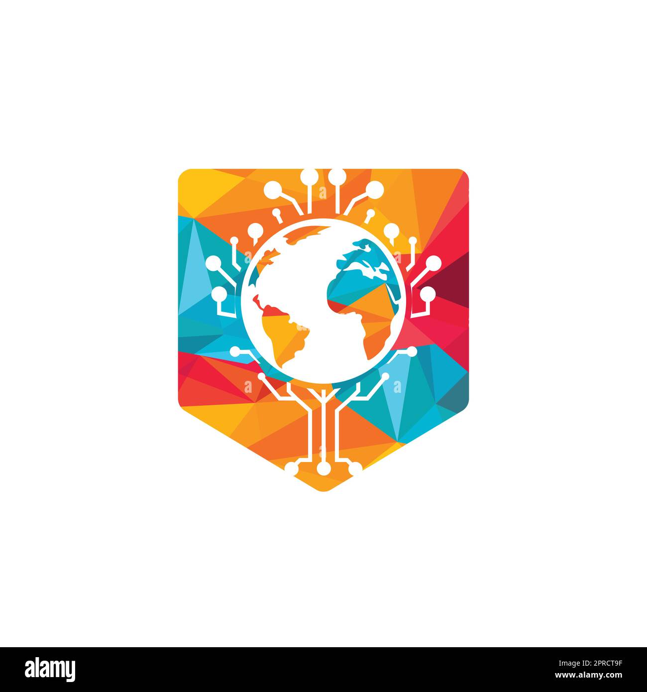 World tech vector logo design template. Globe and tech tree icon design ...