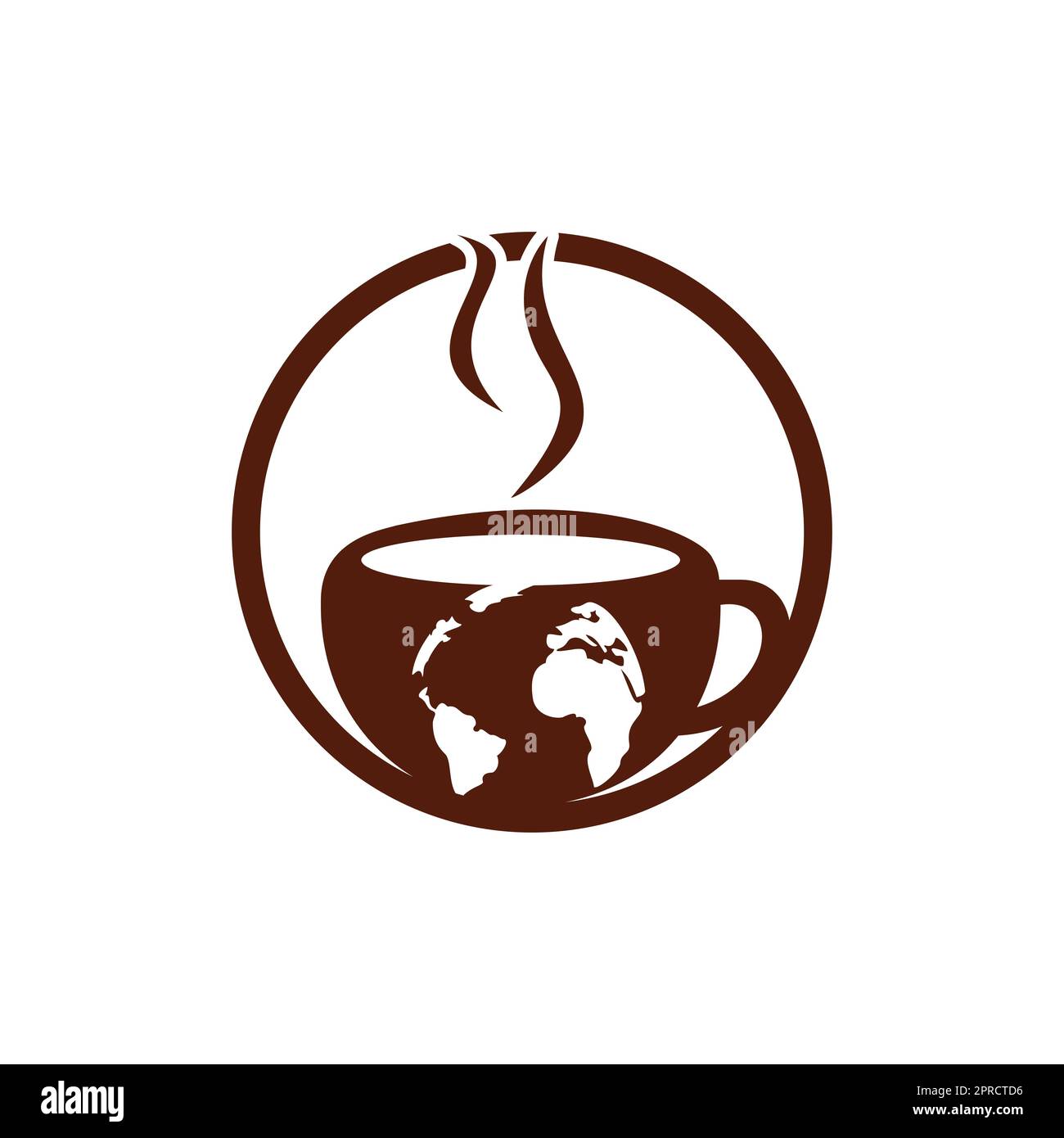 Creative Coffee cup with globe map vector logo design template Stock ...