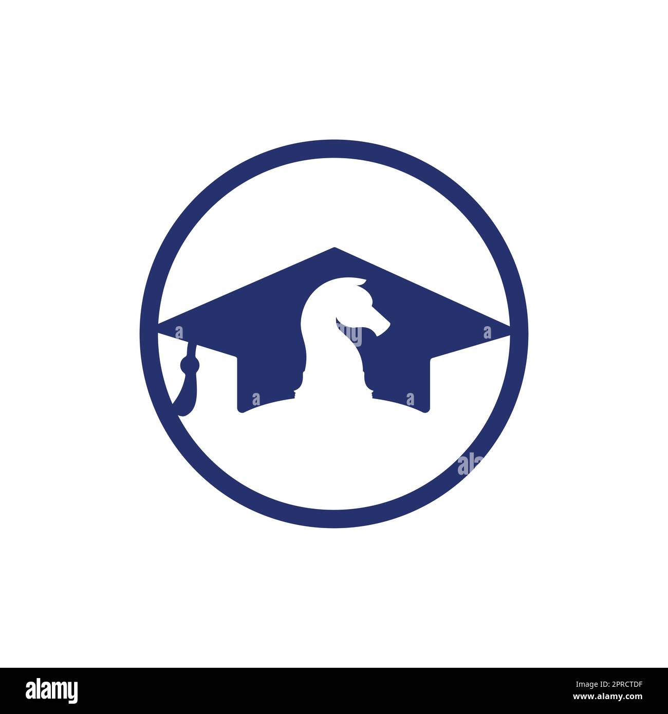 Graduation chess knight vector logo design. Education strategy vector ...