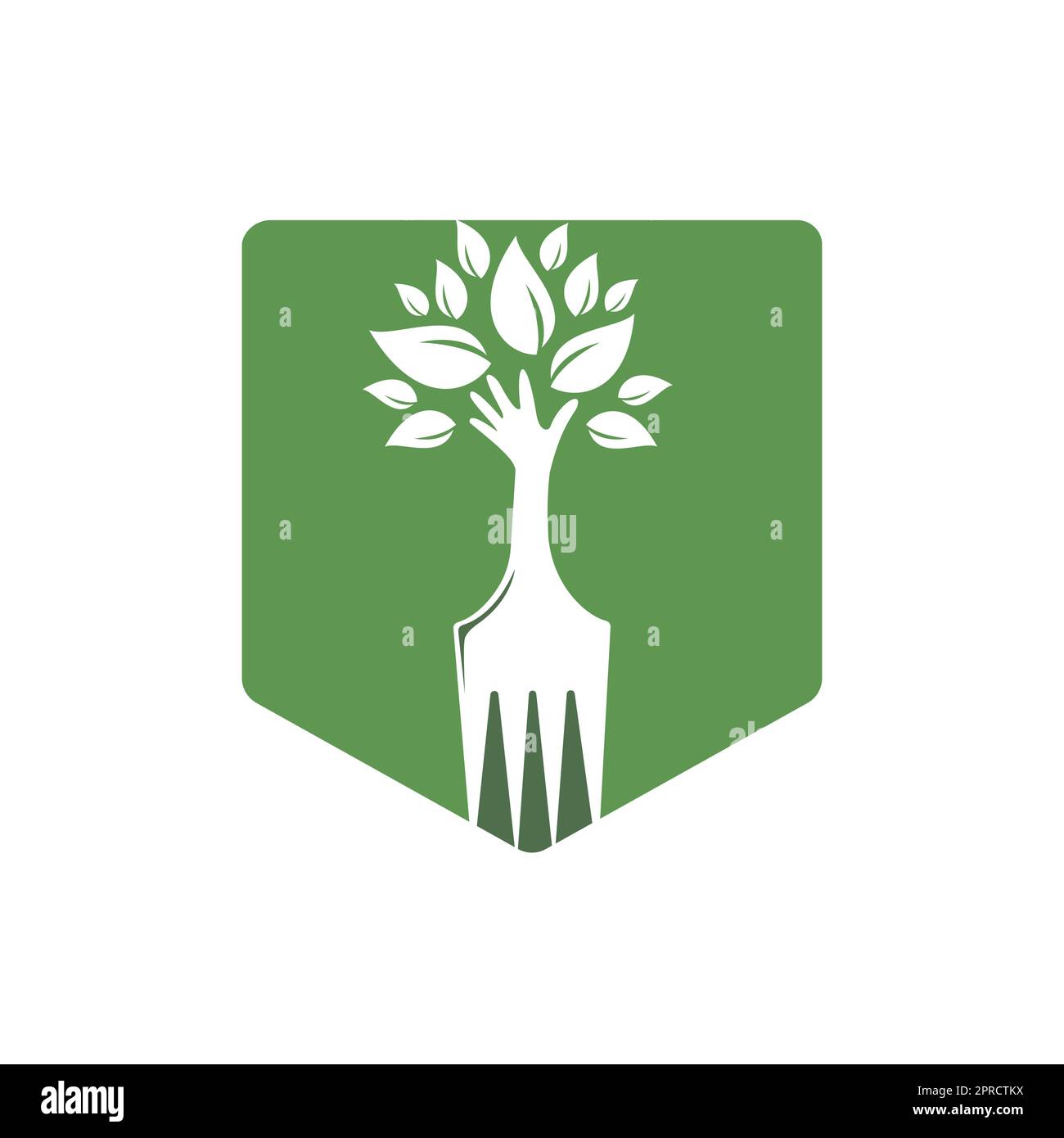 Fork hand tree vector logo design. Restaurant and farming logo concept ...