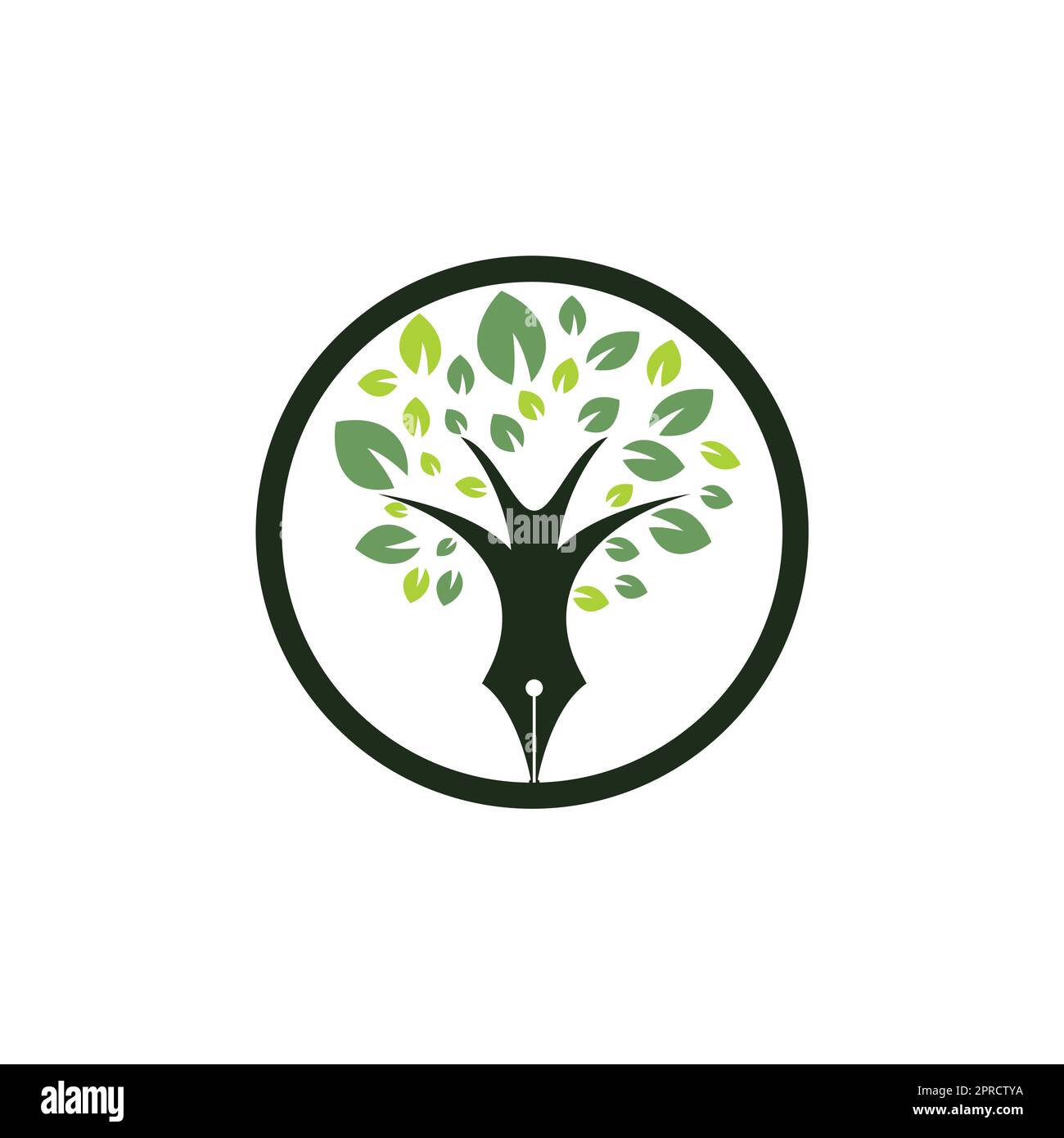 Tree pen vector logo design template. Writer and nature logo concept ...