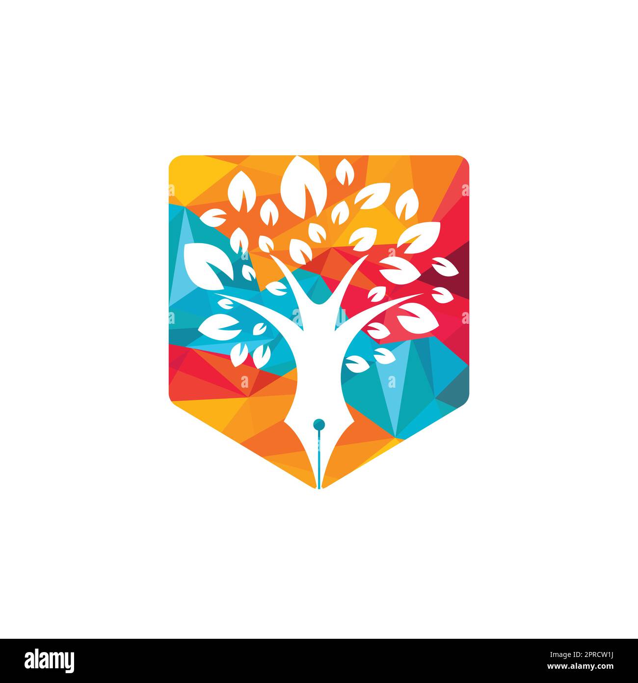 Tree pen vector logo design template. Writer and nature logo concept ...