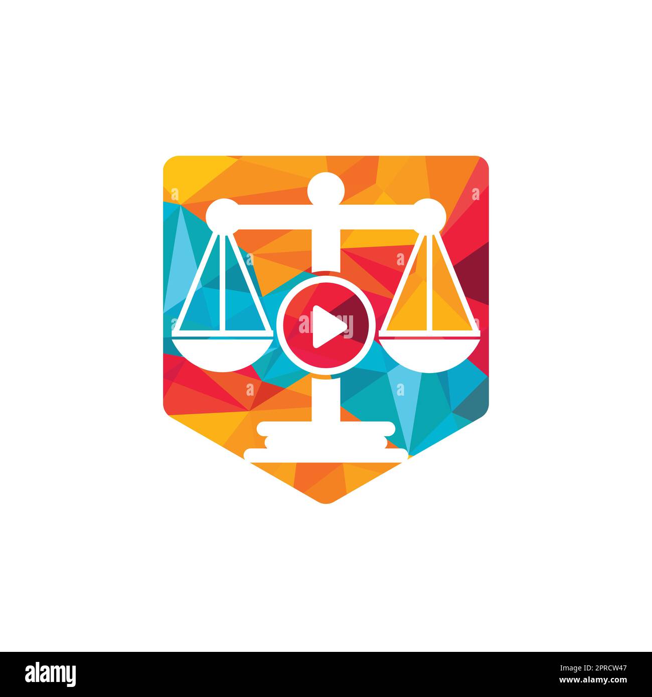 Creative play media law firm vector logo design. Scales and record ...