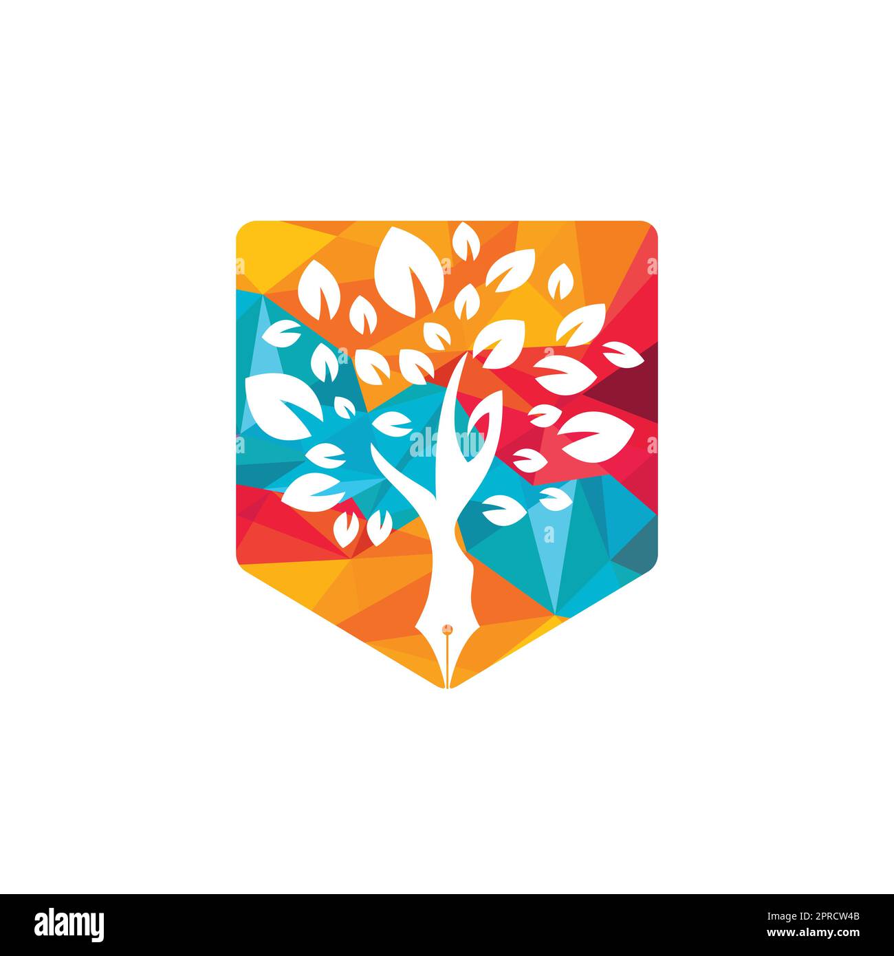 Tree pen vector logo design template. Writer and nature logo concept ...