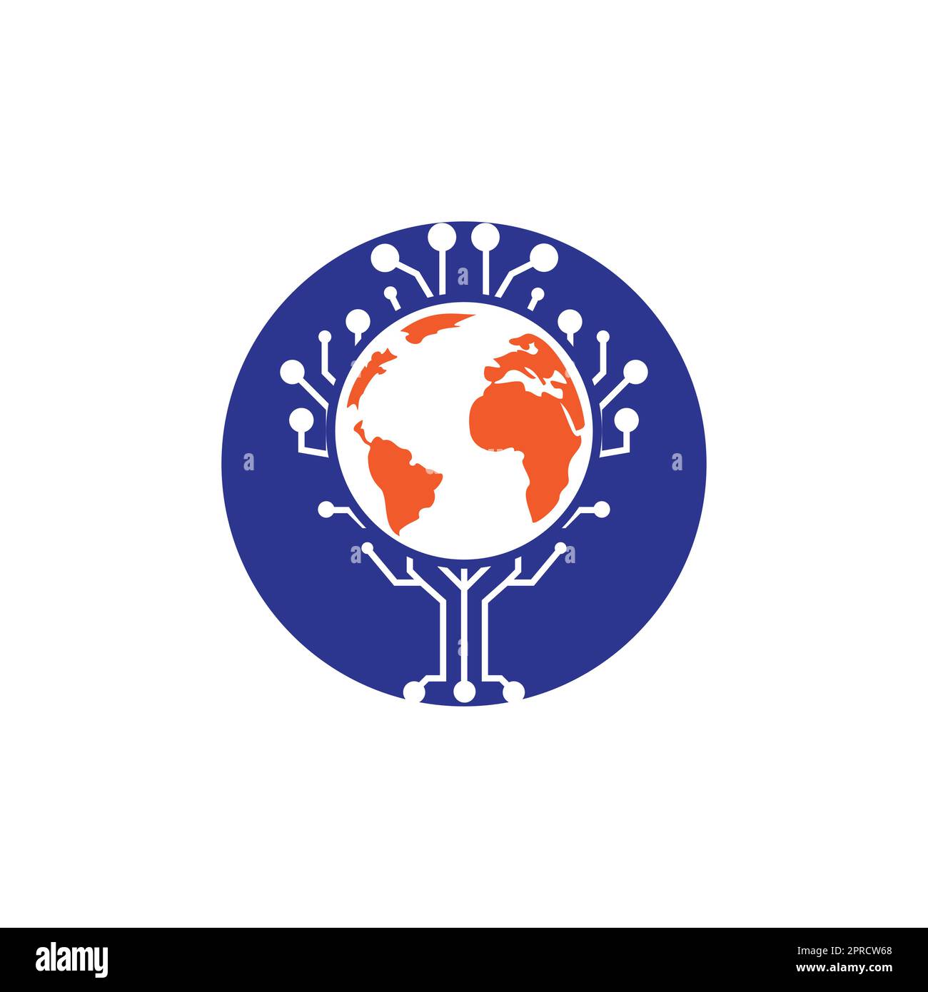 World tech vector logo design template. Globe and tech tree icon design ...