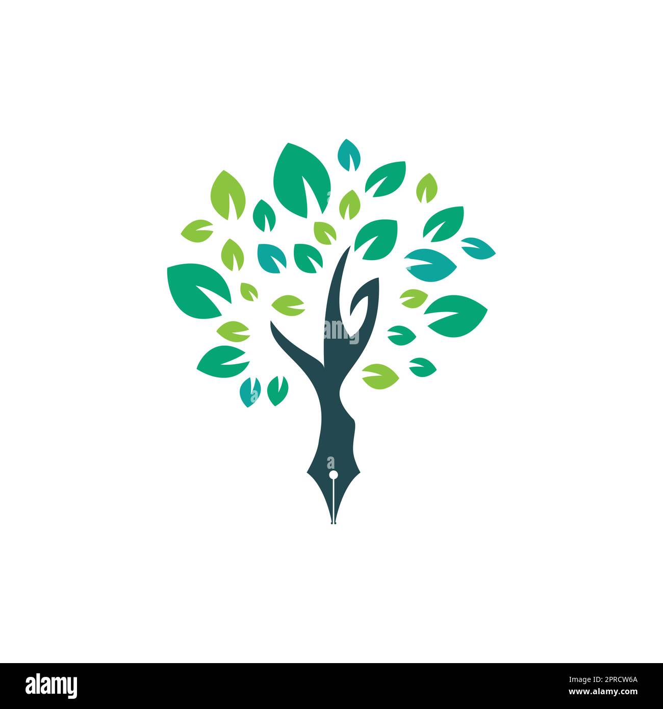 Tree pen vector logo design template. Writer and nature logo concept ...
