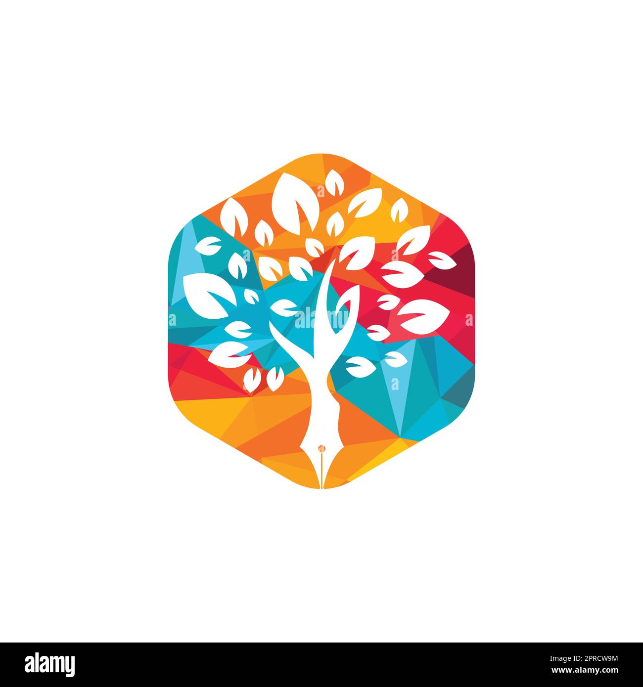 Tree pen vector logo design template. Writer and nature logo concept ...