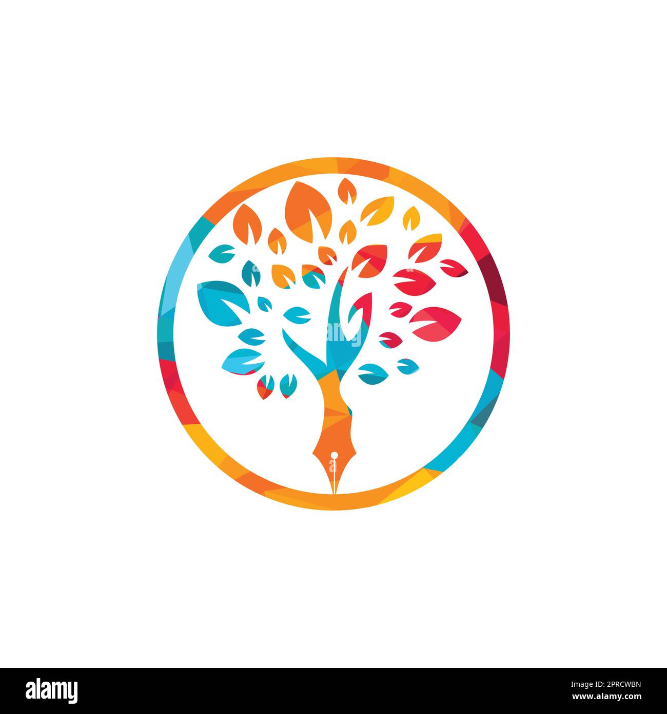 Tree pen vector logo design template. Writer and nature logo concept ...