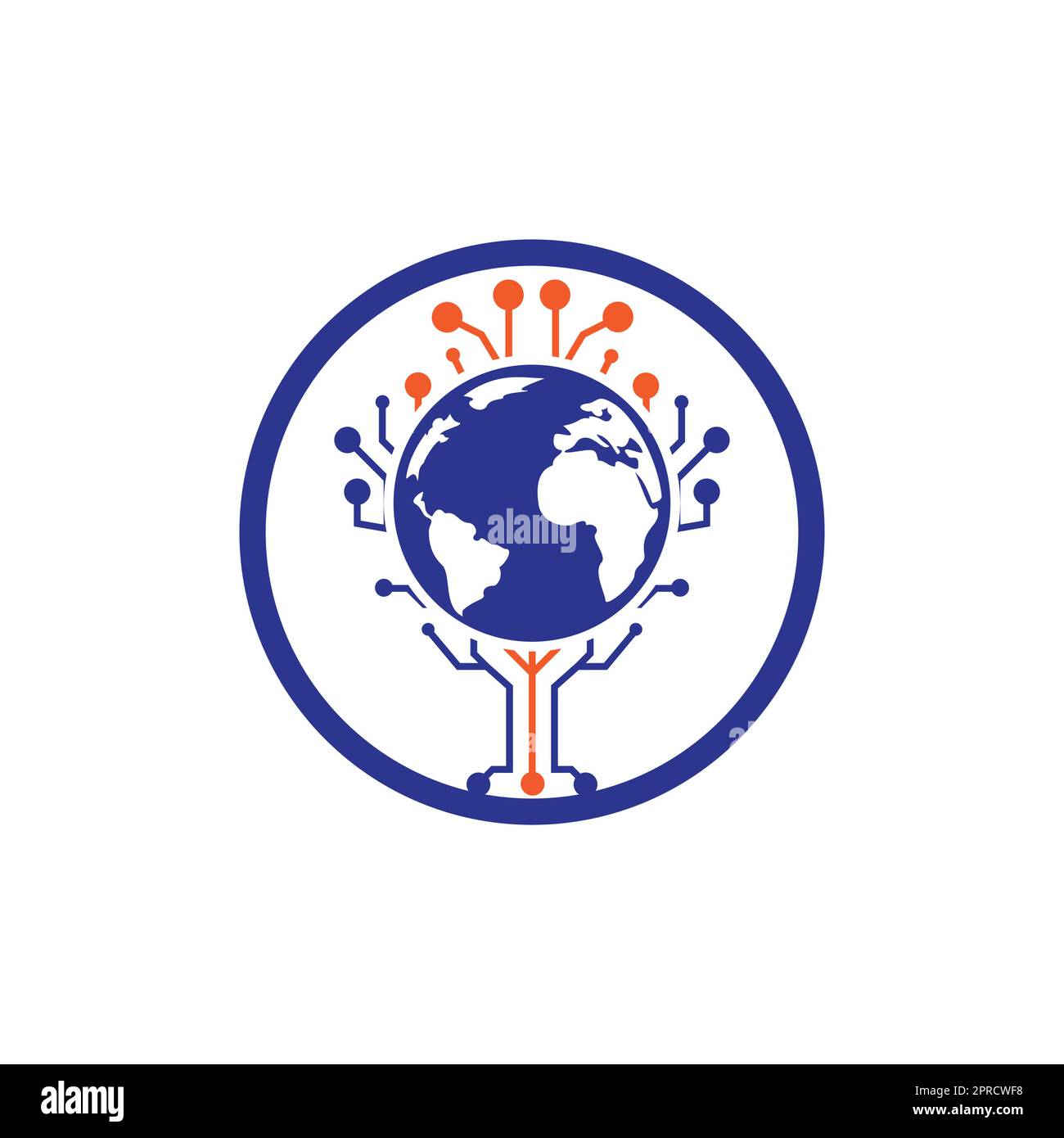 World tech vector logo design template. Globe and tech tree icon design ...