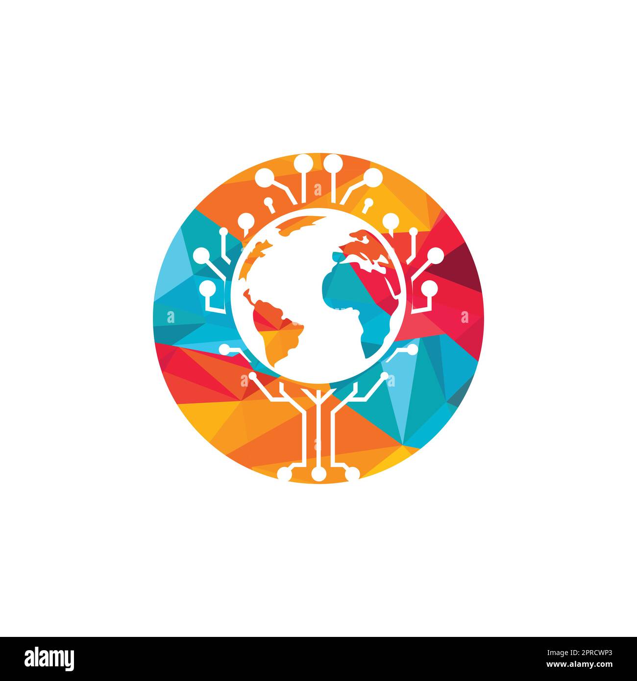 World tech vector logo design template. Globe and tech tree icon design ...