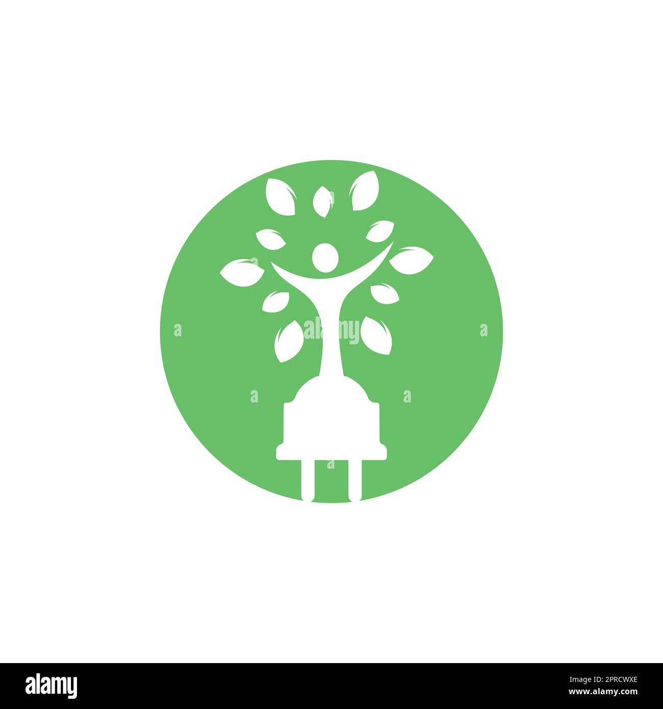 Electric cord and human tree vector logo design. Green energy ...
