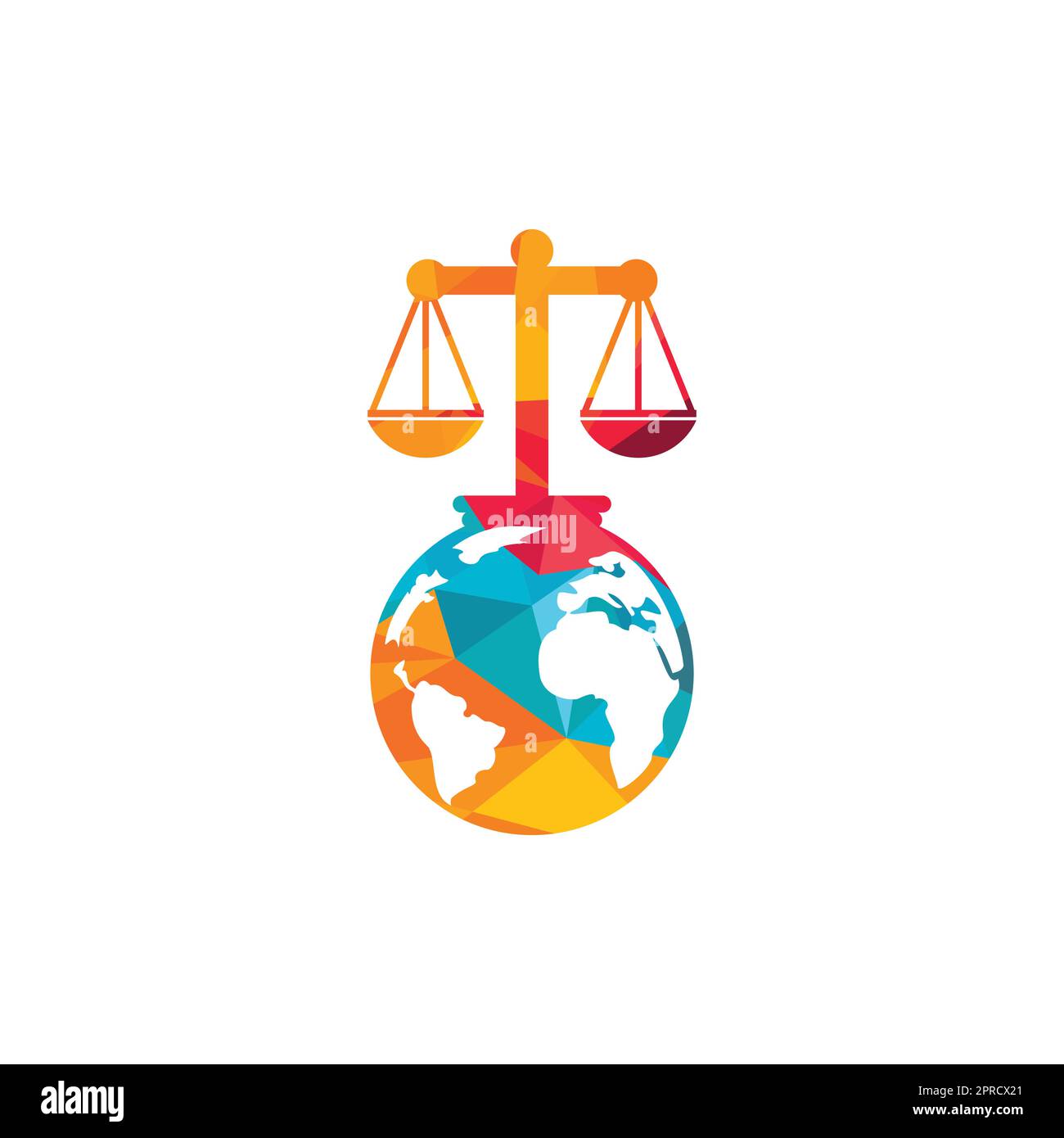 International tribunal and Supreme court logo concept. Scales on globe ...