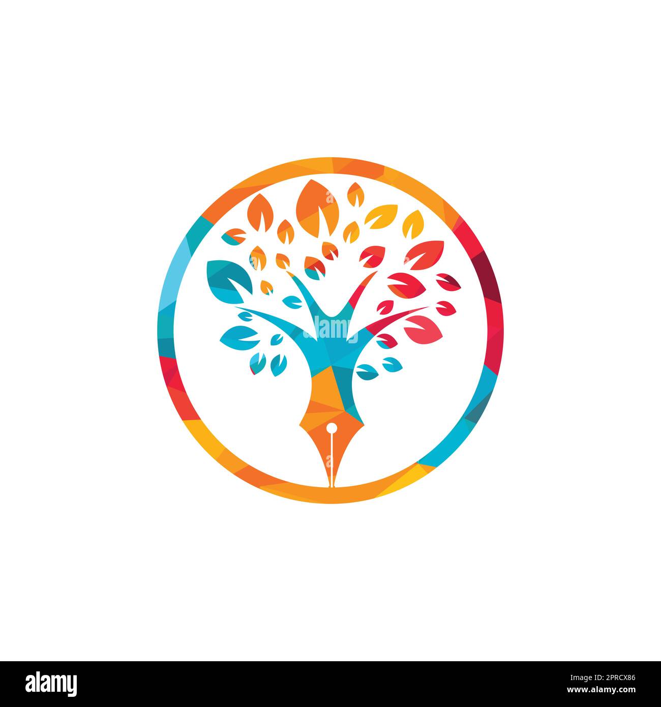 Tree pen vector logo design template. Writer and nature logo concept ...