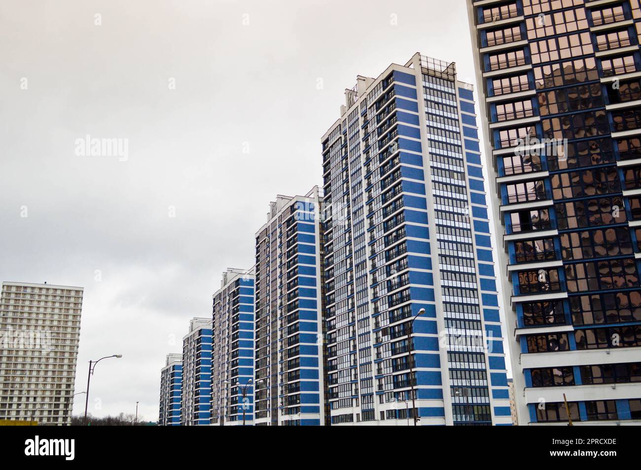 New modern tall blue glass multi-storey comfortable urban monolithic ...