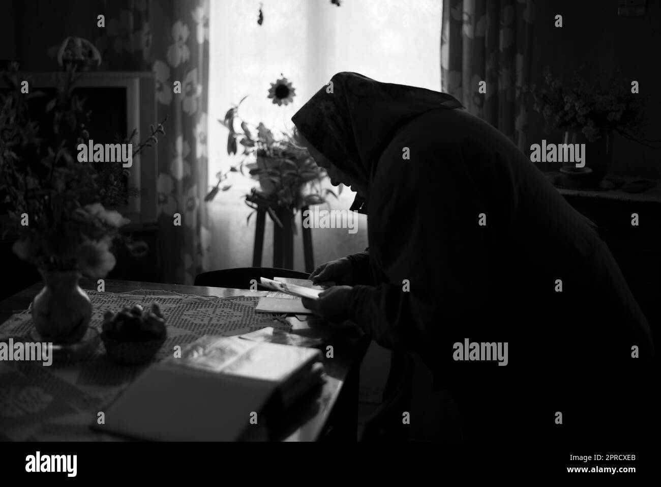 Old women reading at home Stock Photo - Alamy