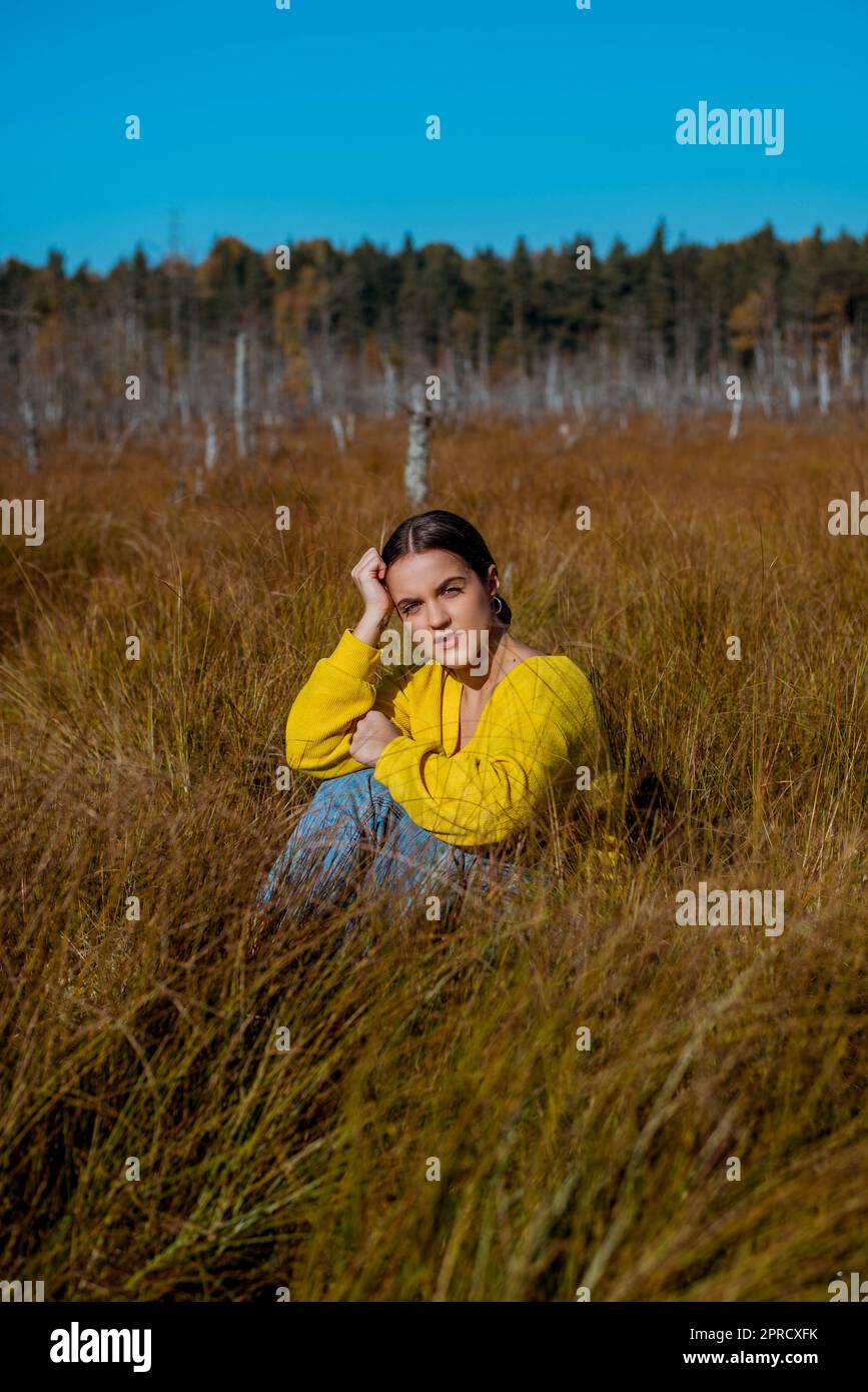 Girl at sere forest Stock Photo - Alamy