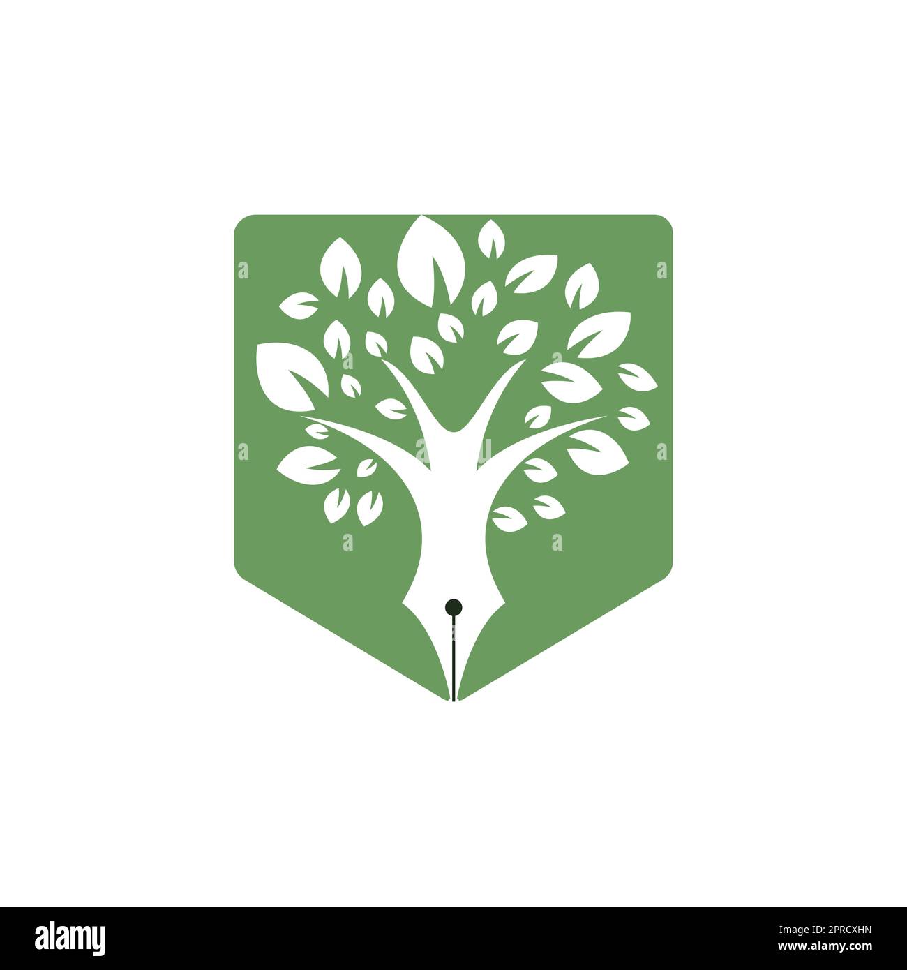 Tree pen vector logo design template. Writer and nature logo concept ...