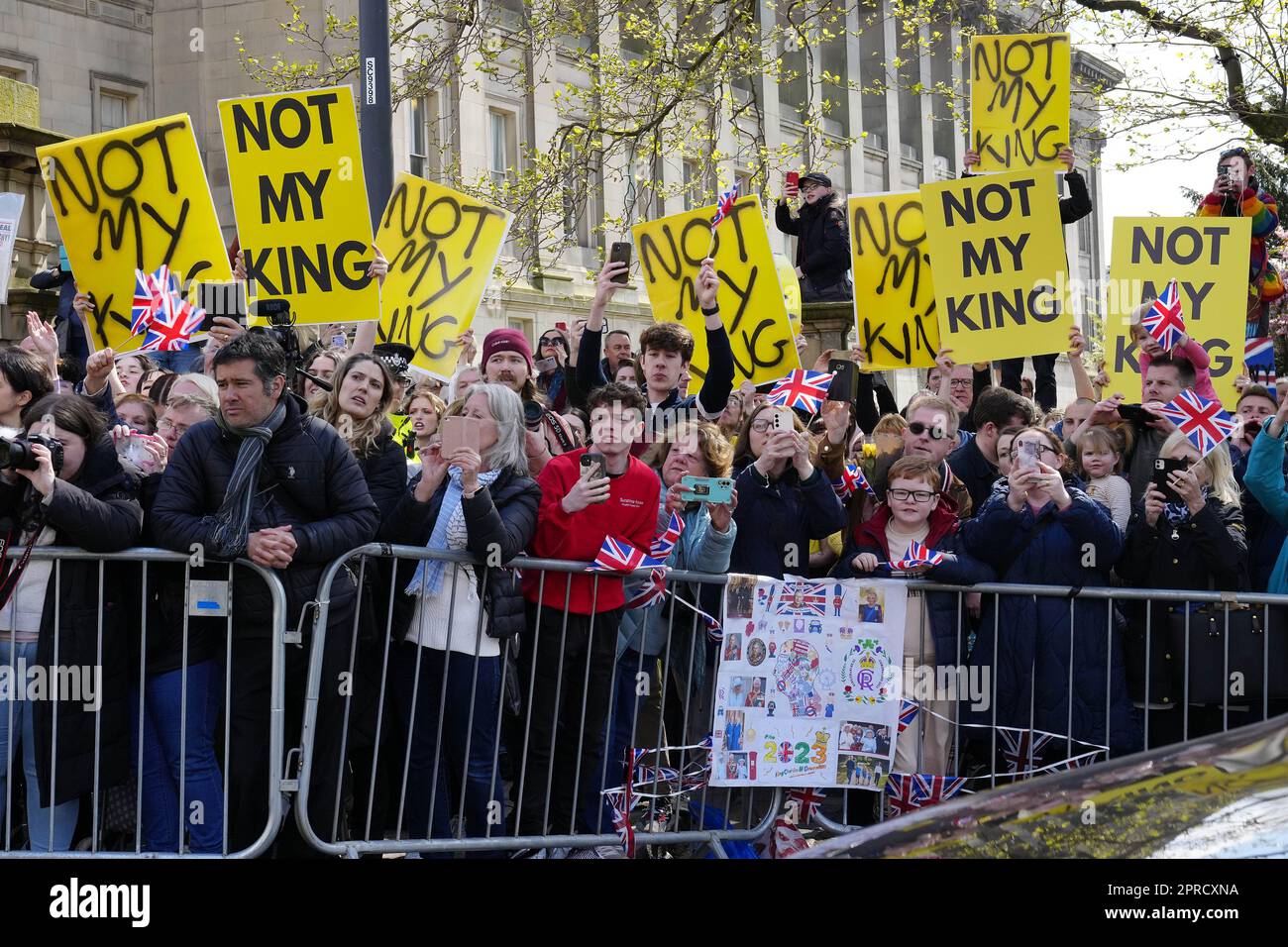 File photo dated 26/04/23 of protesters waiting for the arrival of King ...
