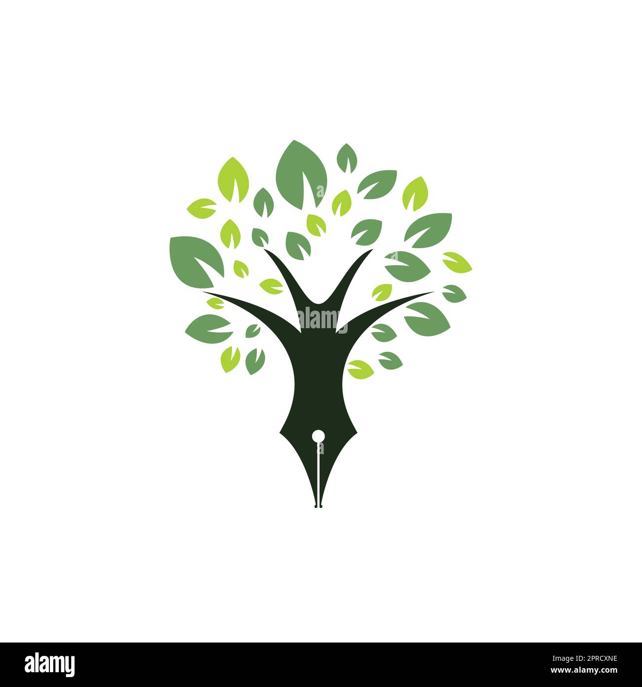Tree pen vector logo design template. Writer and nature logo concept ...