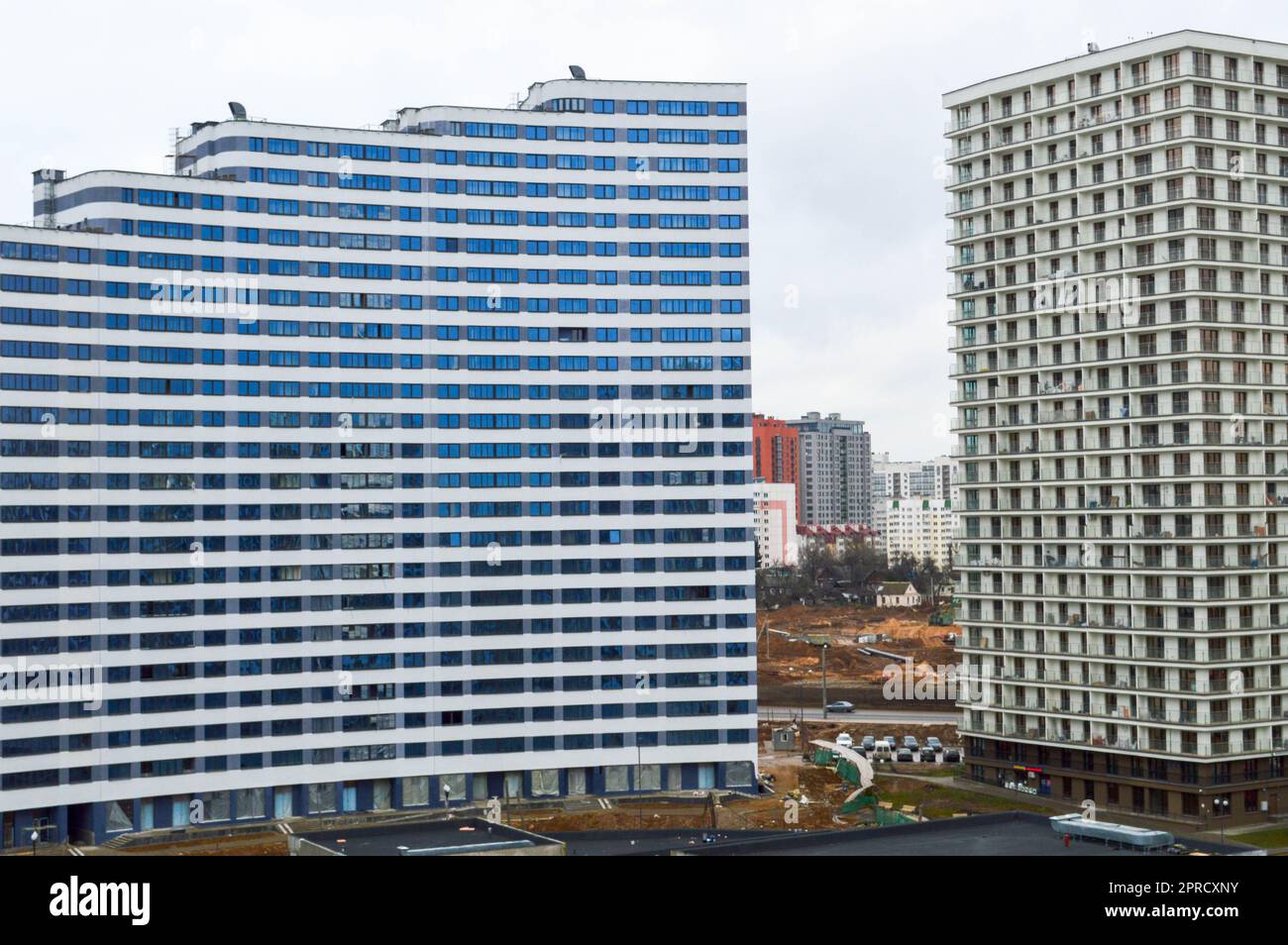 Construction of a large multi-storey comfortable concrete cement modern new monolithic-frame ...
