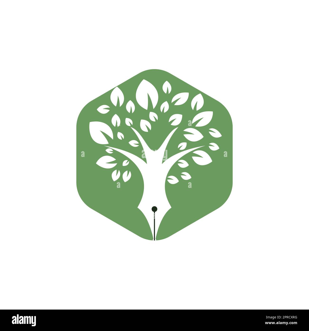 Tree pen vector logo design template. Writer and nature logo concept ...