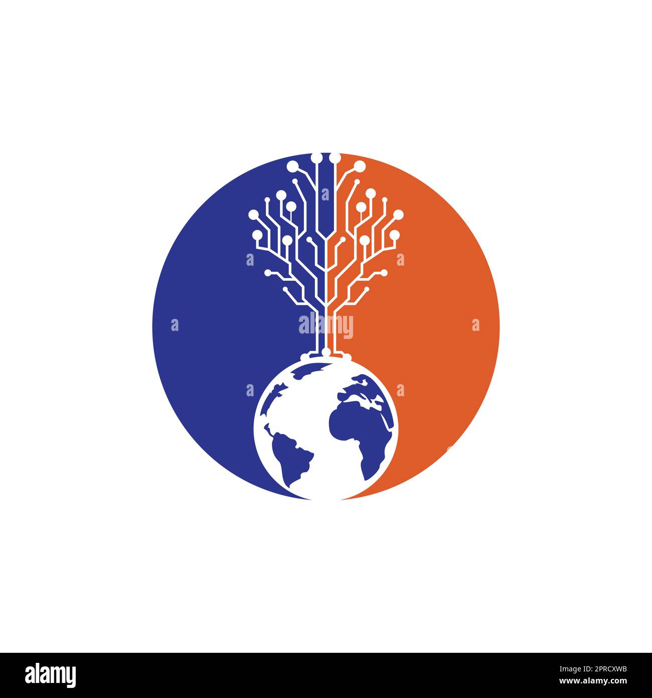 World tech vector logo design template. Globe and tech tree icon design ...
