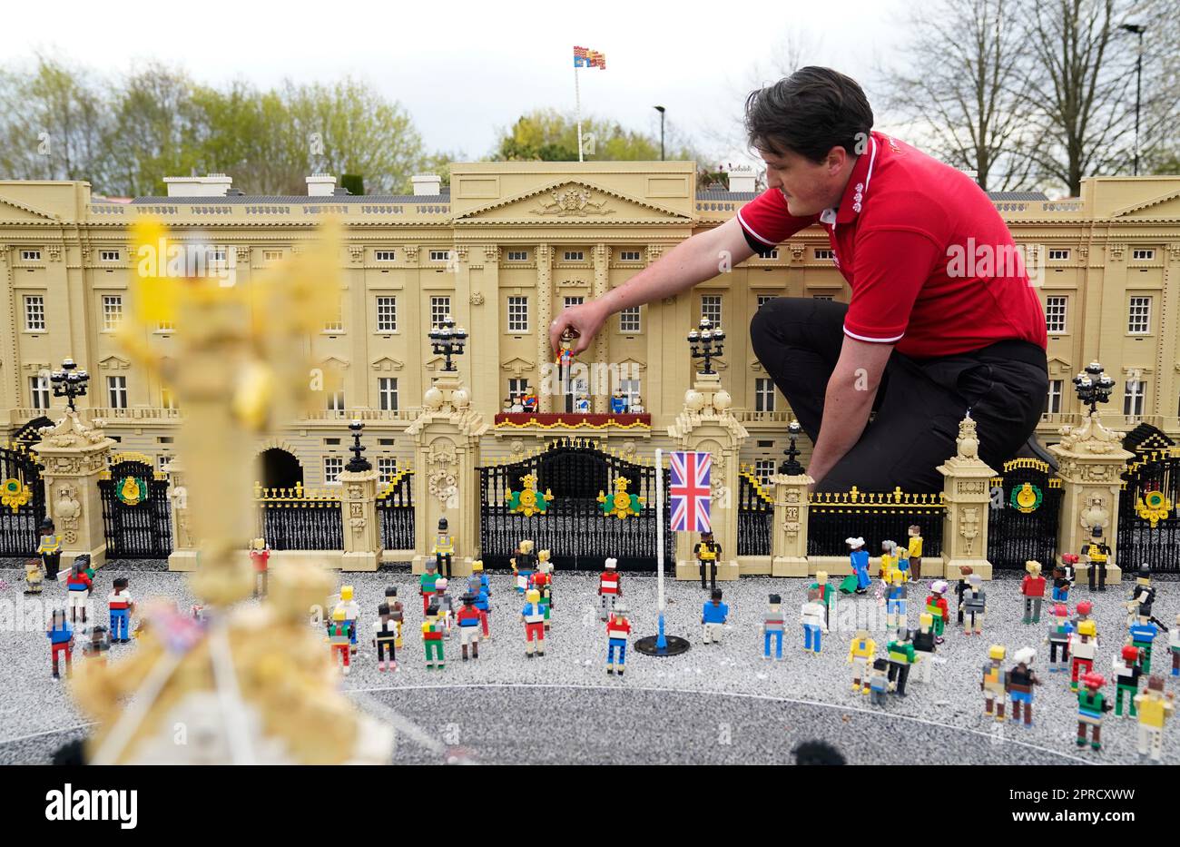 Model maker Daniel Anderson from the Legoland Windsor Resort, places a ...
