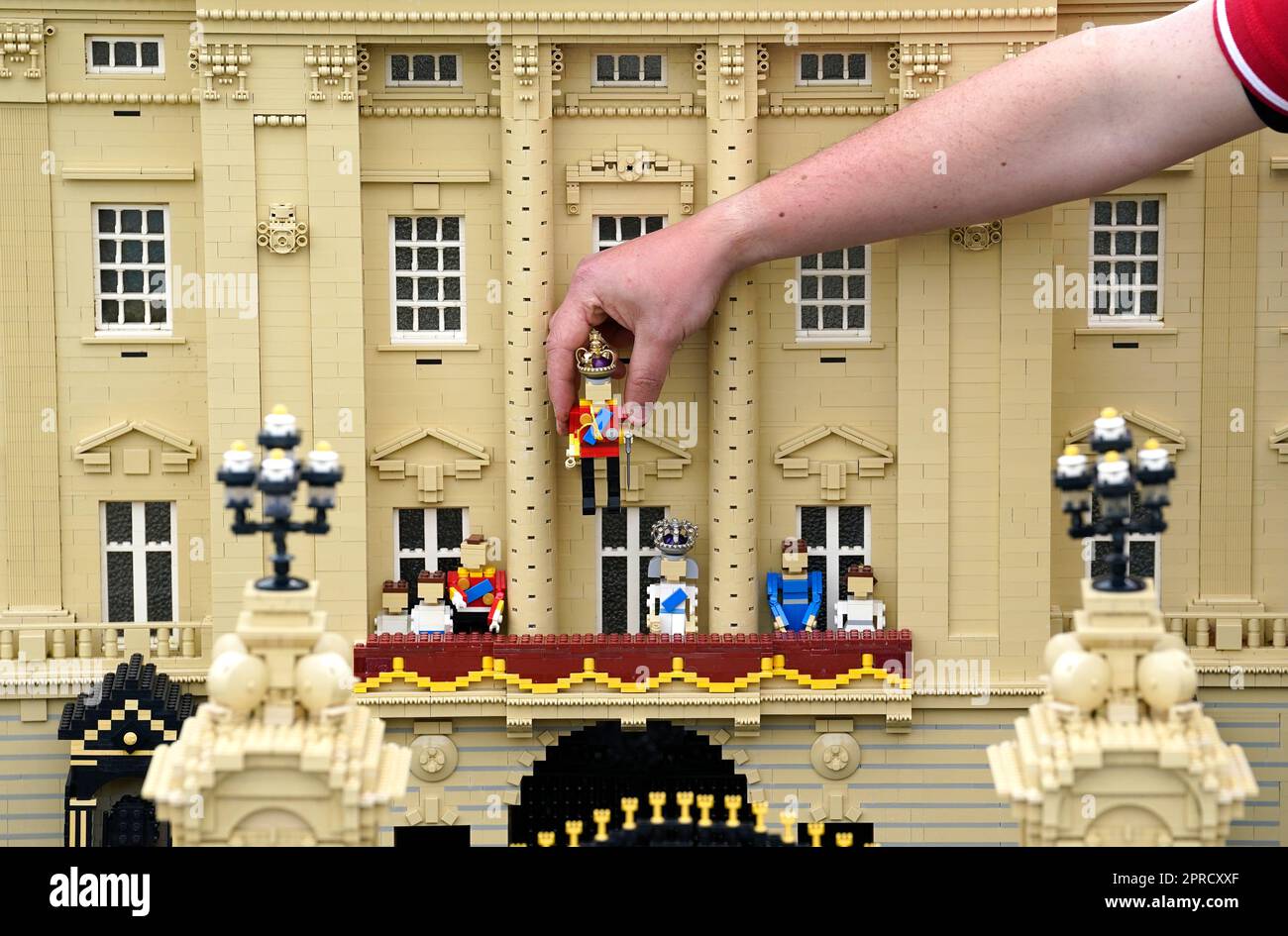 Model maker Daniel Anderson from the Legoland Windsor Resort, places a ...