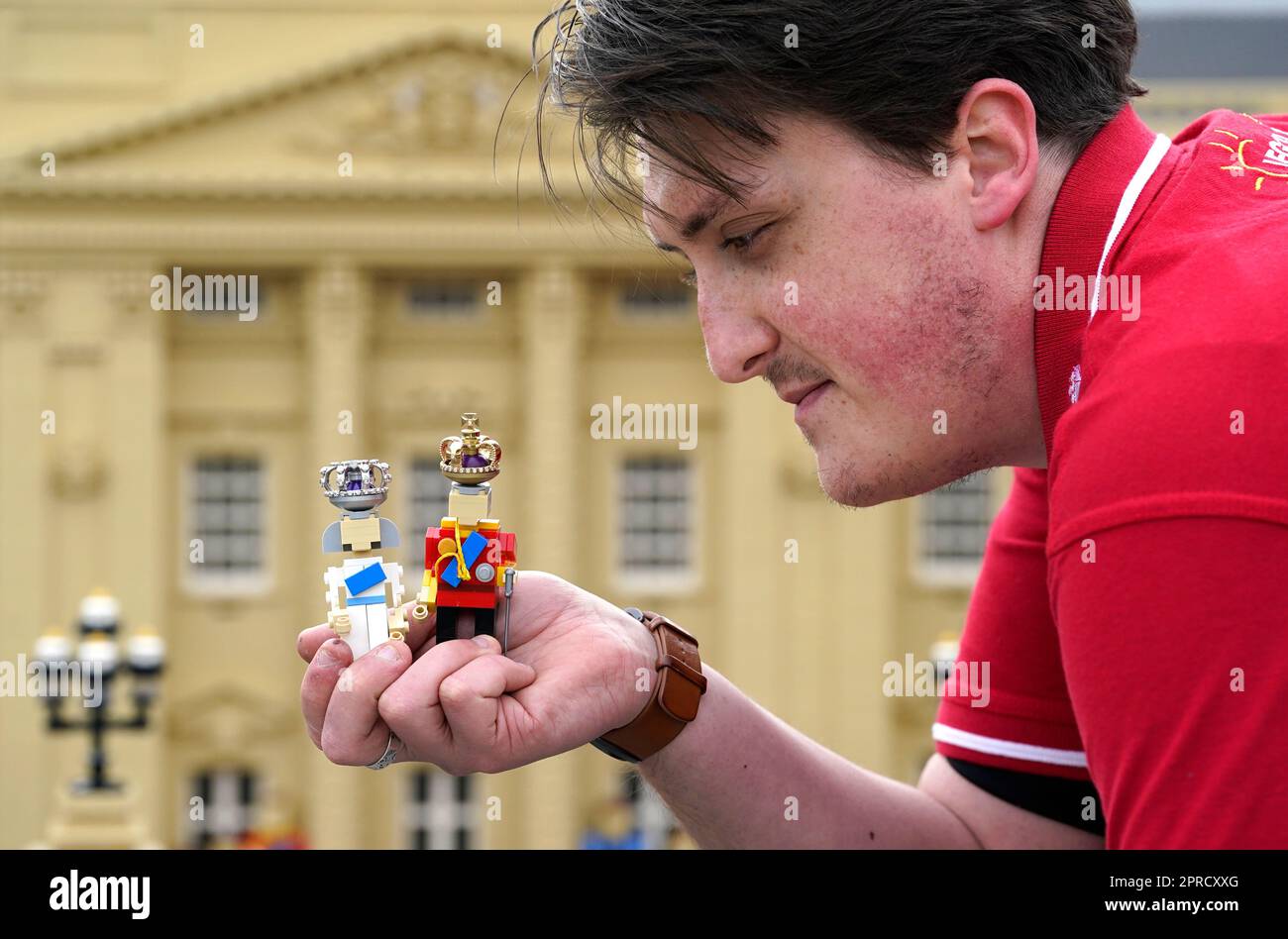 Model maker Daniel Anderson from the Legoland Windsor Resort, looks at ...