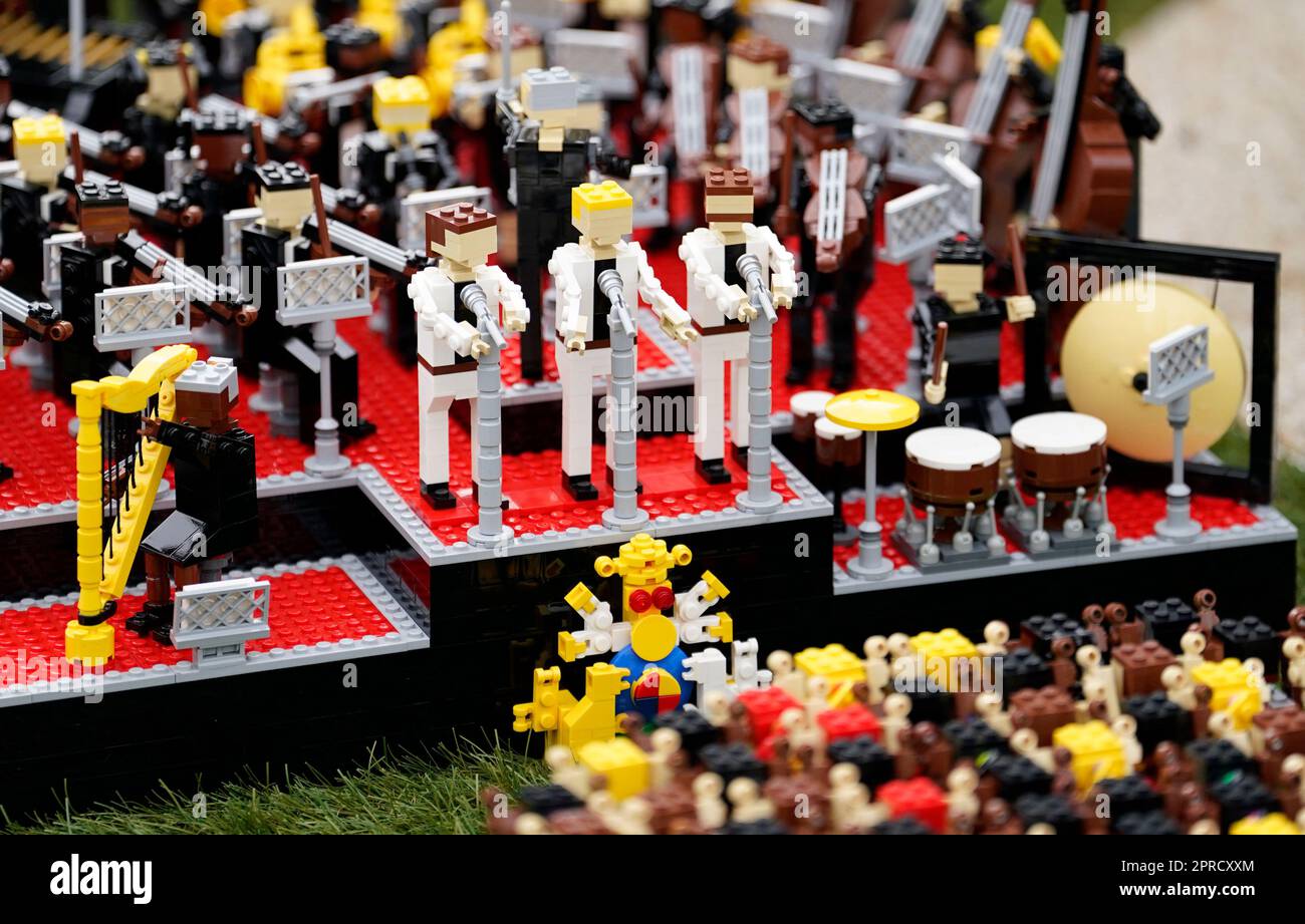 Lego models of Take That are seen in a Windsor Castle concert miniland ...