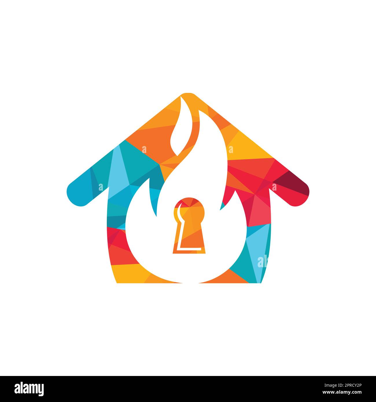 Fire padlock key logo design template. Fire flame key with house logo ...