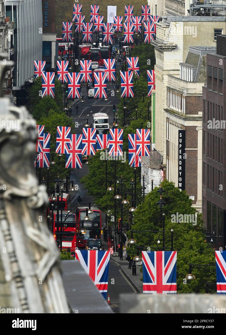 EDITORIAL USE ONLY A view of Oxford Street as it is decorated with 247 ...