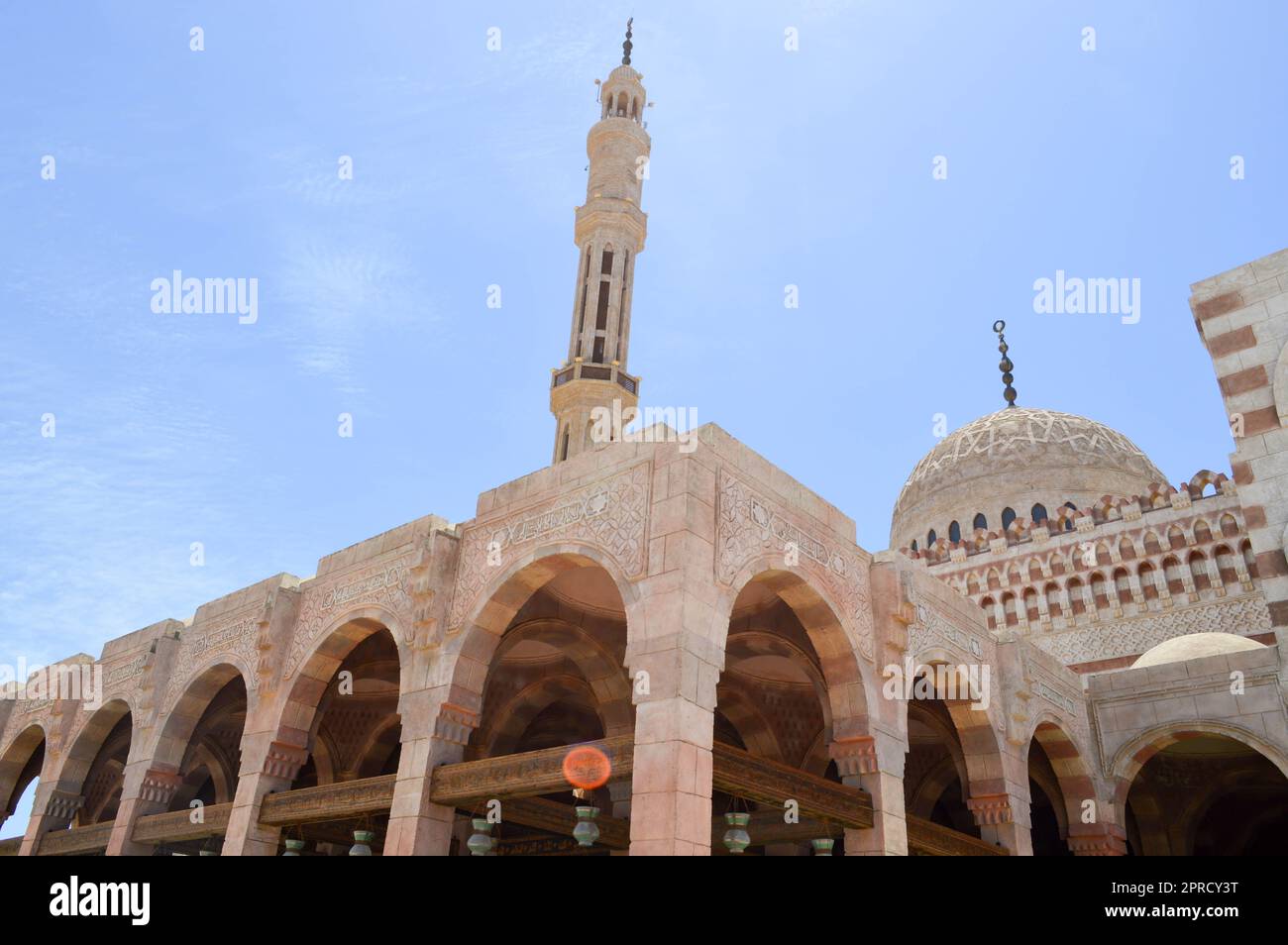 Moslem Islamic mosque of white brick for the collection of Muslims for ...