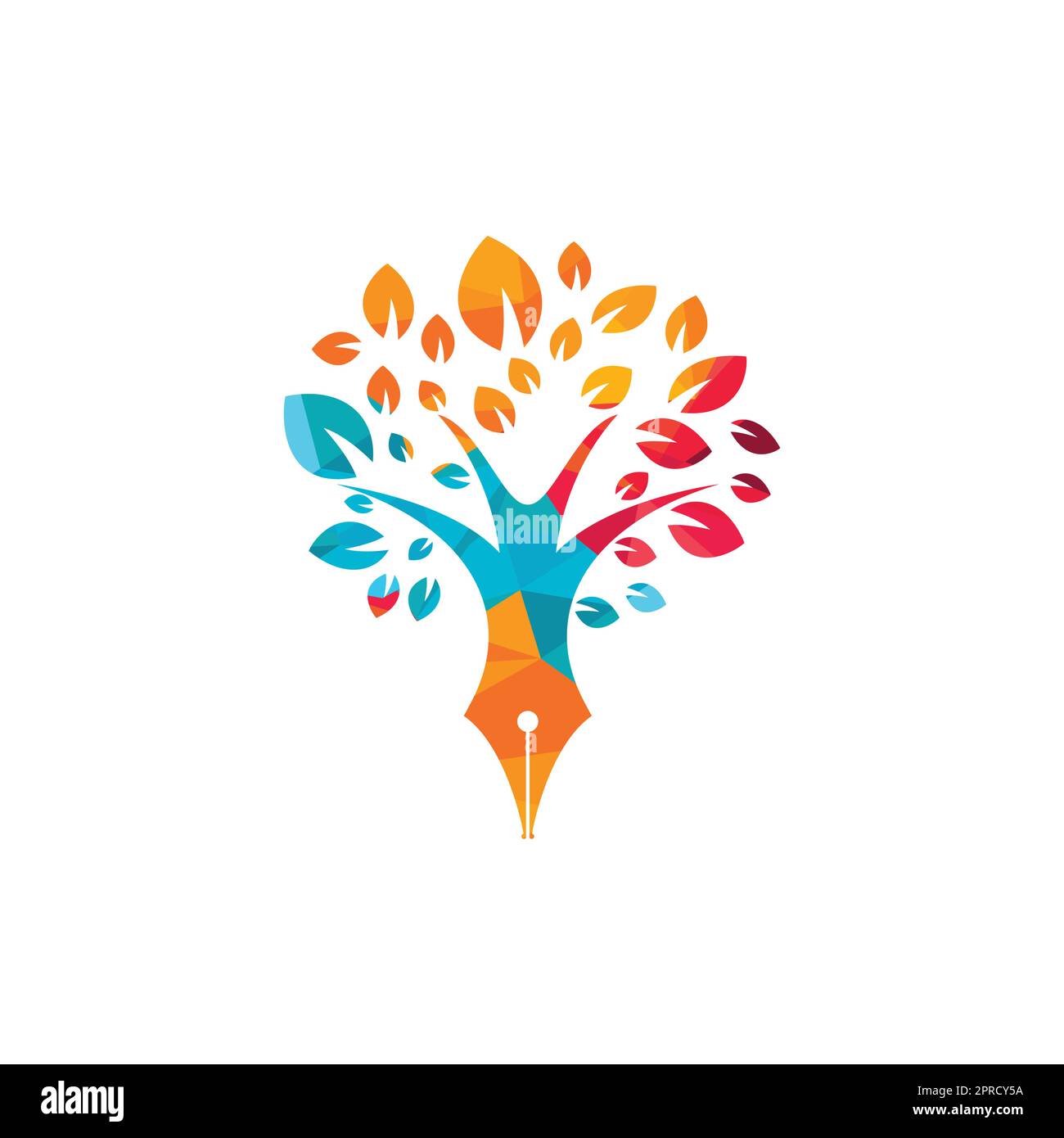 Tree pen vector logo design template. Writer and nature logo concept ...