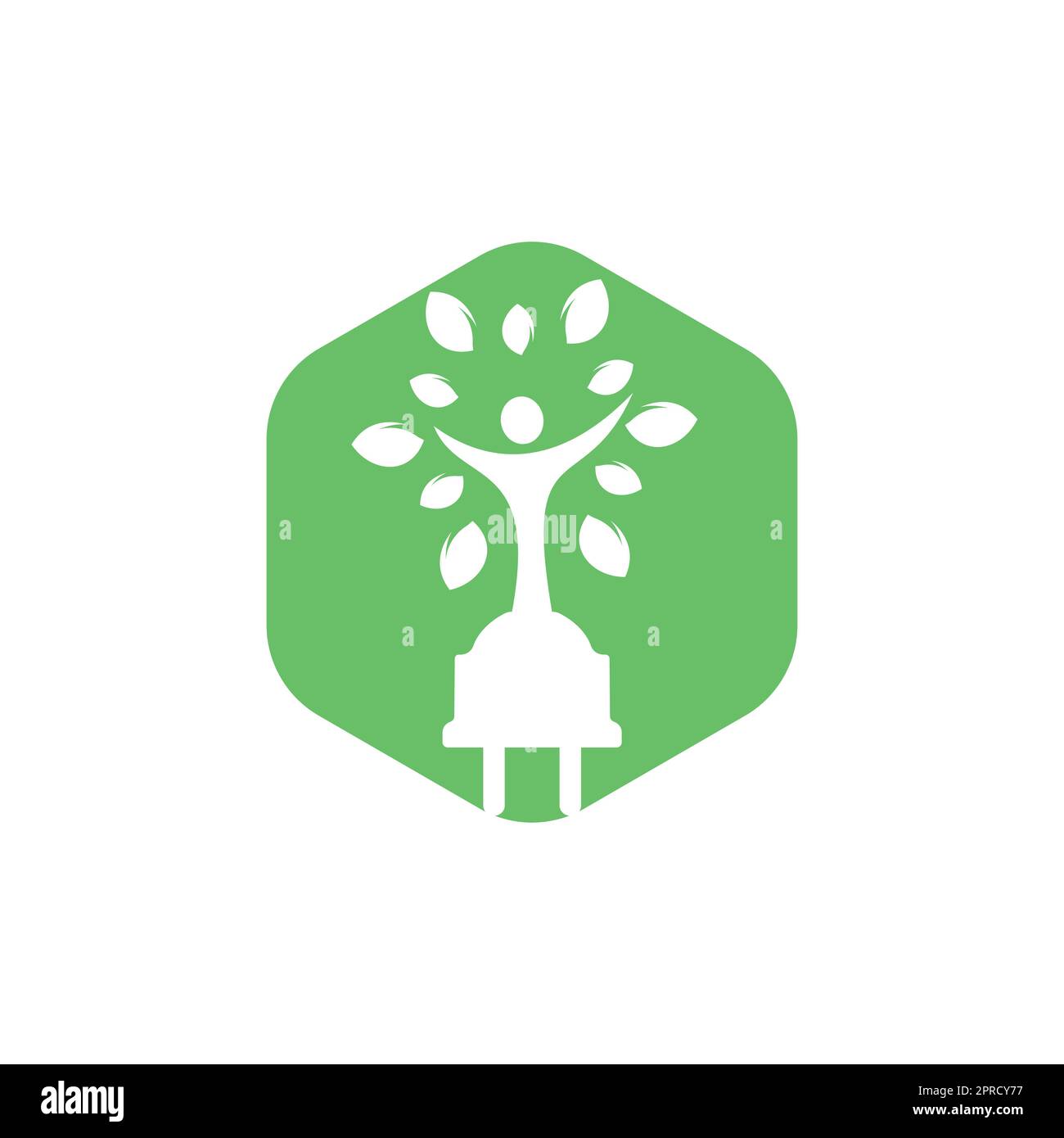 Electric cord and human tree vector logo design. Green energy ...