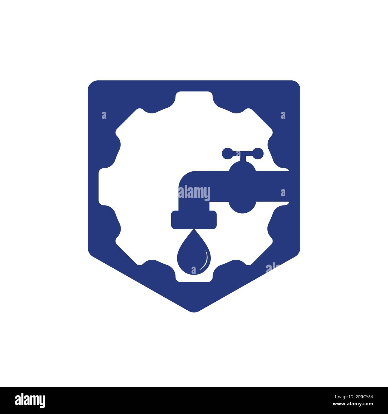 Plumbing symbol vector design business template. Water faucet with gear ...
